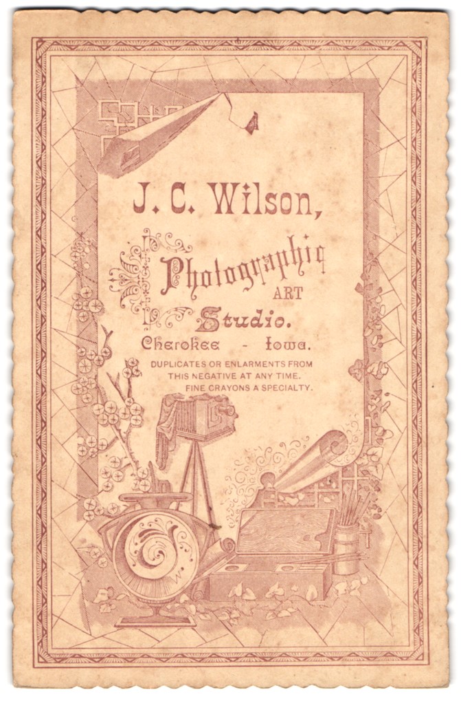 Photo J. C. Wilson, Cherokee / IA, Plakat mit Anschrift des Fotografen ...