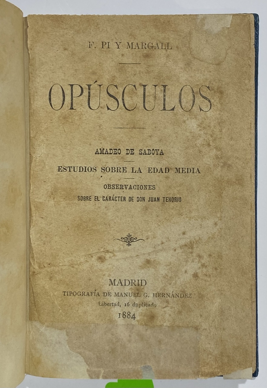 OPUSCULOS. Amadeo de Saboya. Estudios sobre la Edad Media ...