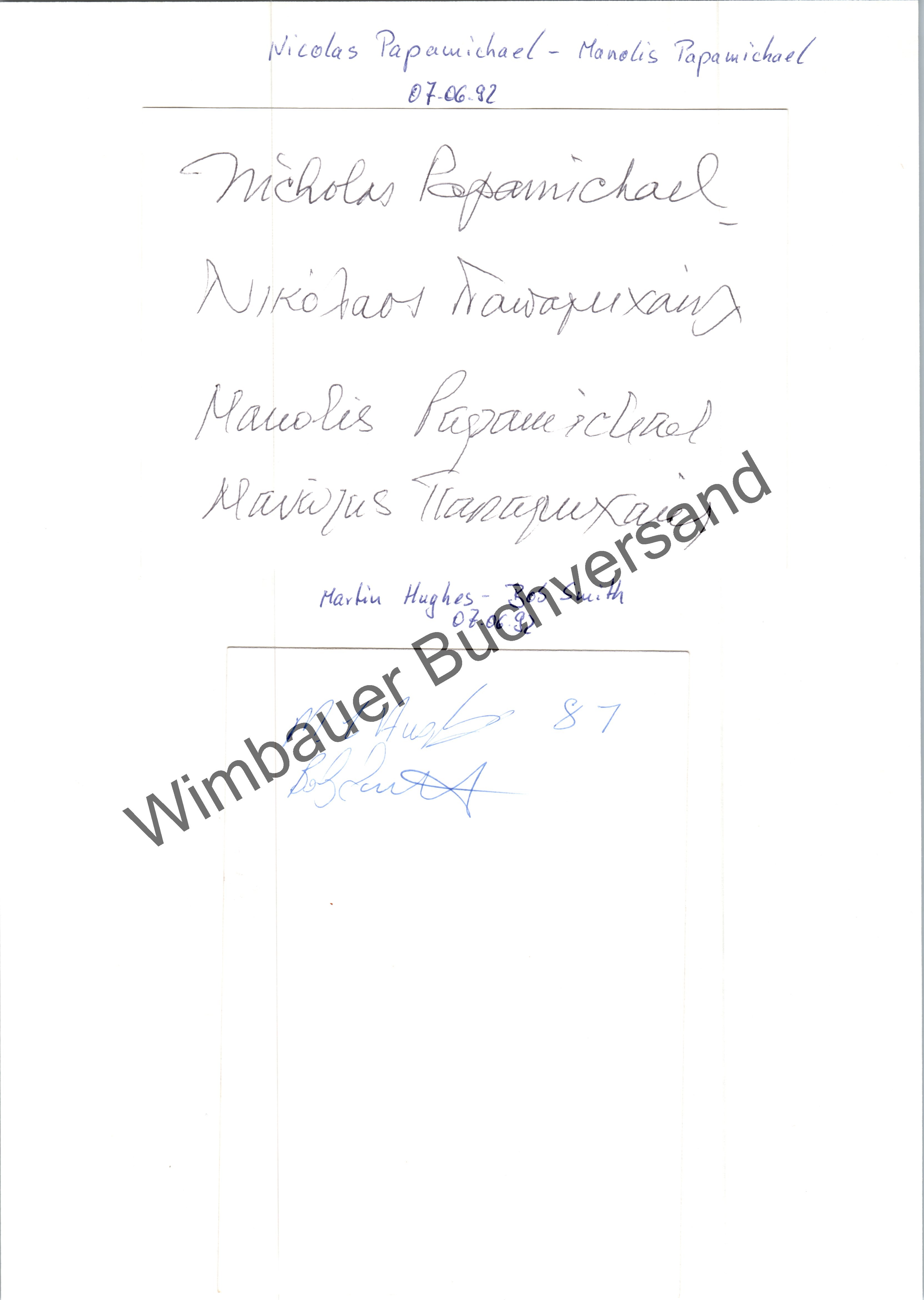 Original Autogramm Nicholas Papamichael + Manolis Papamichael + Martin ...