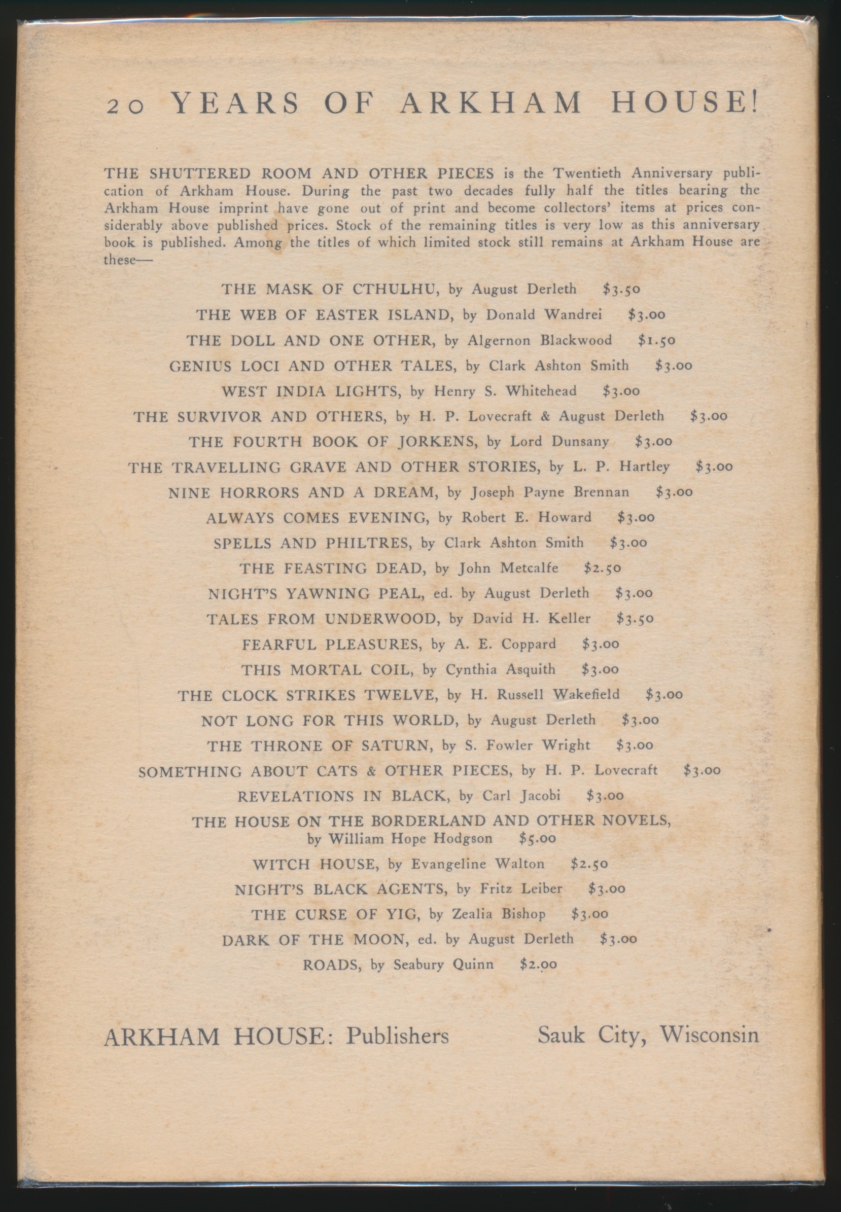 The Shuttered Room & Other Pieces by H. P. Lovecraft & Divers Hands ...