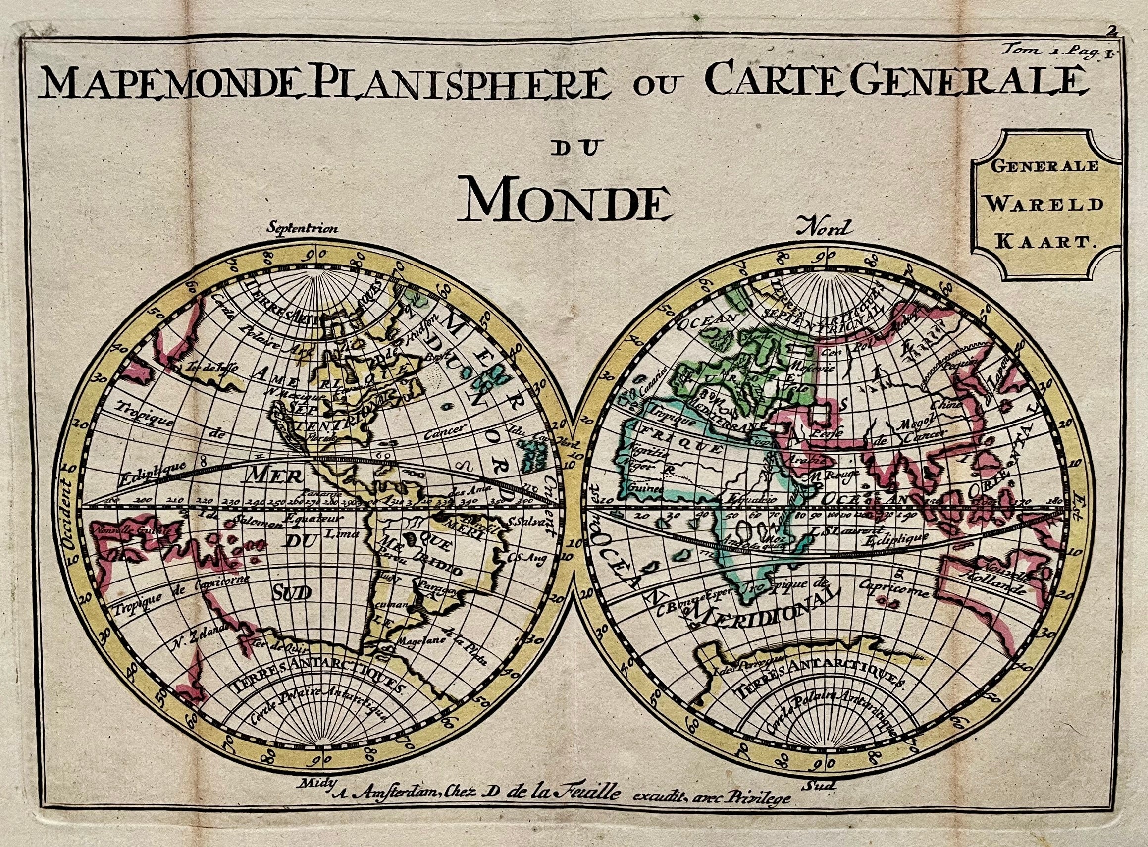 Wereld World - Daniel de la Feuille - 1706: (1706) Karte | Antiquariaat ...