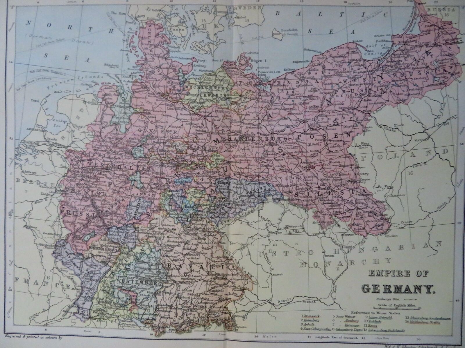 German Empire Prussia Bavaria Saxony Berlin Munich Frankfurt 1895 ...