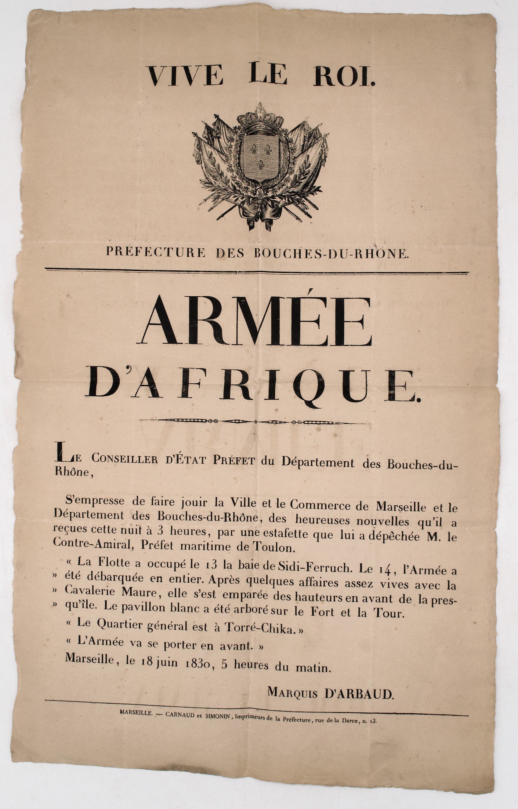 AFFICHE DÉBARQUEMENT ALGÉRIE 1830: (1830) Edition originale Kunst ...