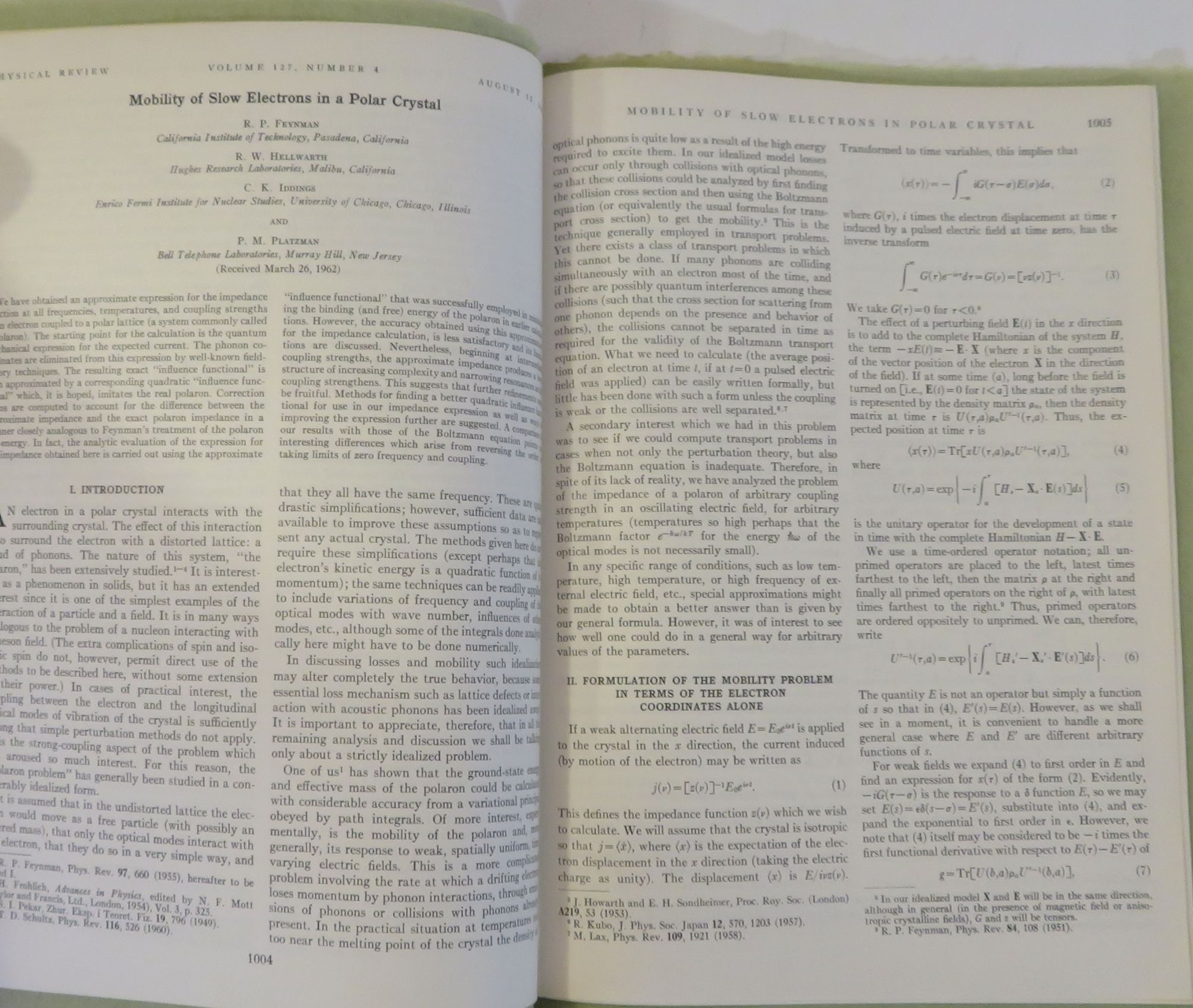 [ Twenty One Original Articles from 'The Physical Review' ] by Feynman ...