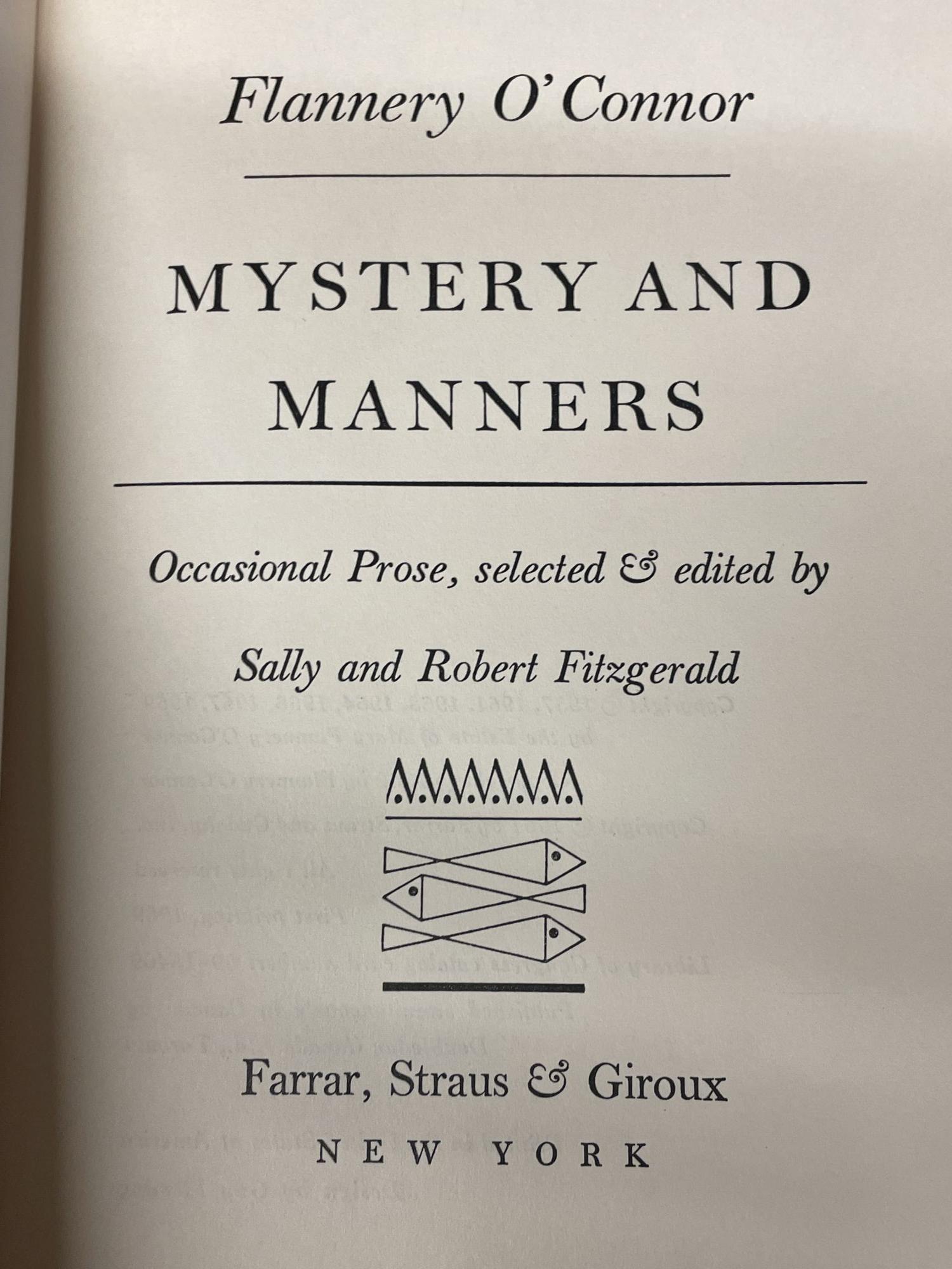 Mystery and Manners by O'Connor, Flannery: Very good. Hardcover. 8vo ...