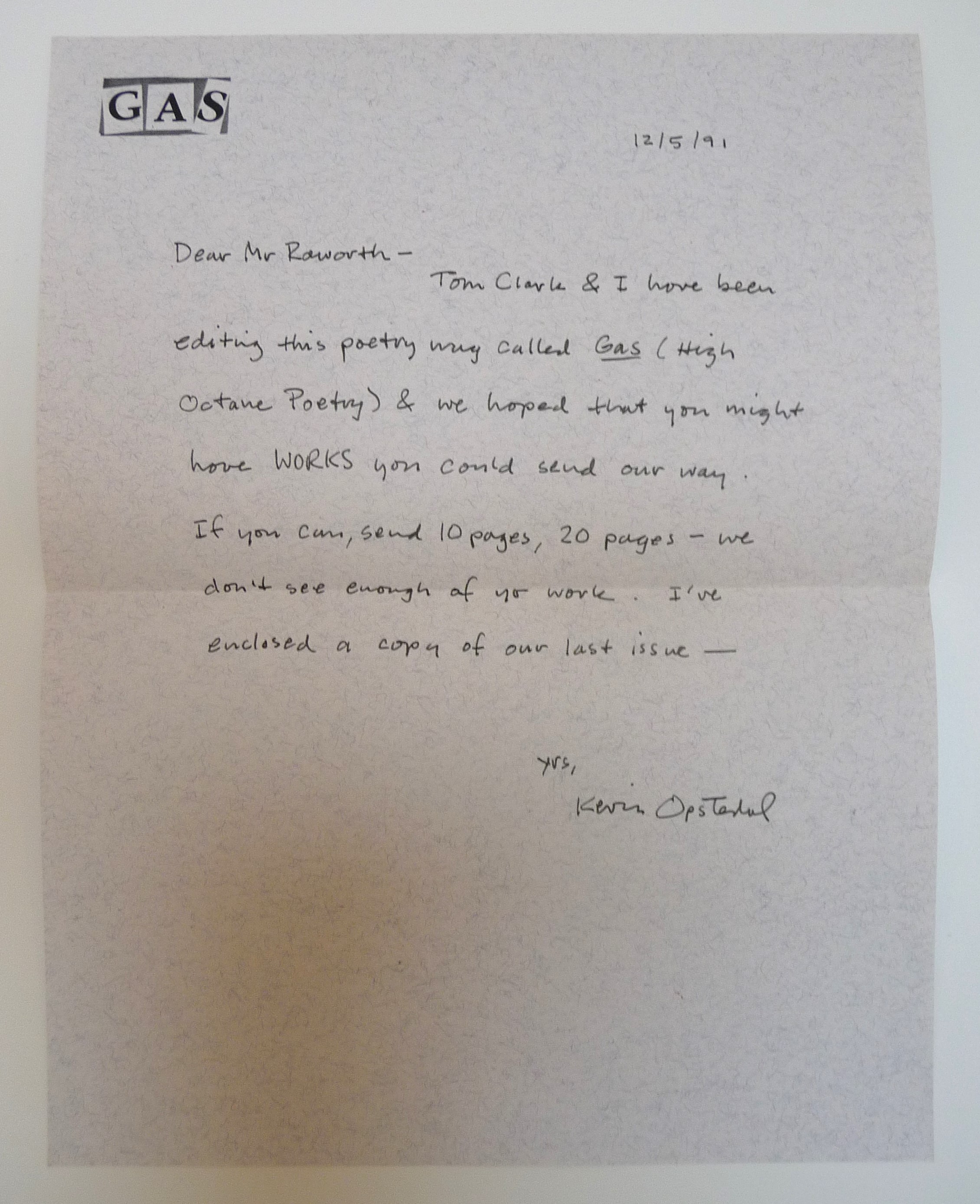 Gas (High Octane Poetry) 3: Ted Berrigan Issue (Summer 1991) by (Ted ...