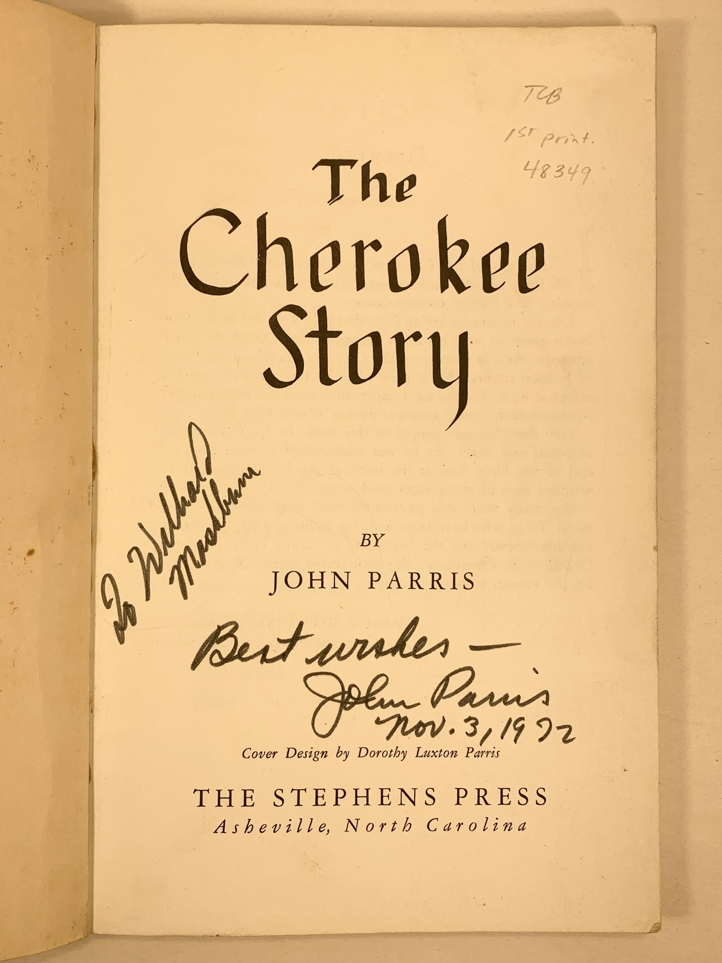 The Cherokee Story by Parris, John: very good Paperback (1950) First ...