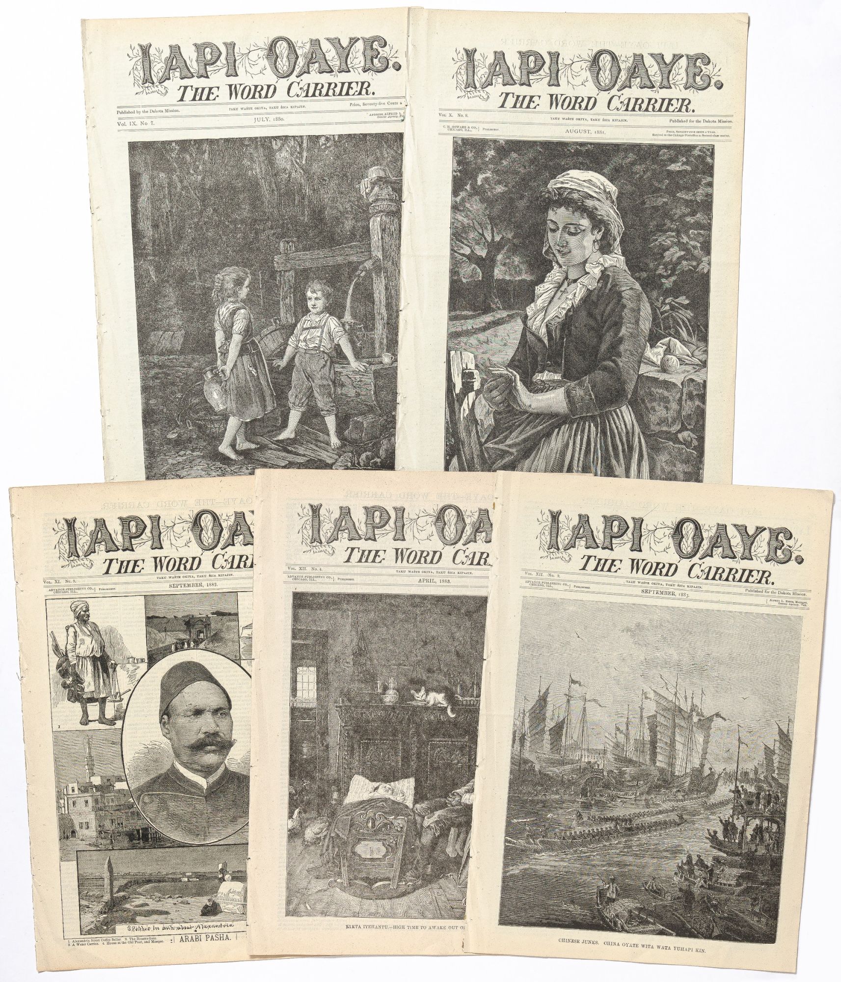 [Santee Sioux Magazine] Iapi Oaye. The Word Carrier (5 loose issues ...