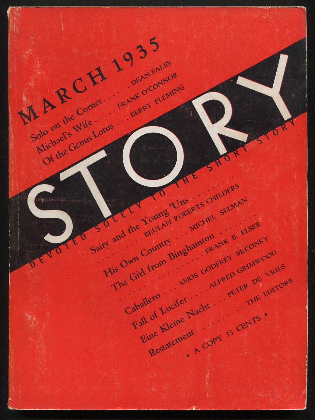 Story: Devoted to the Short Story Vol. VI, No. 32. March 1935 von (O ...