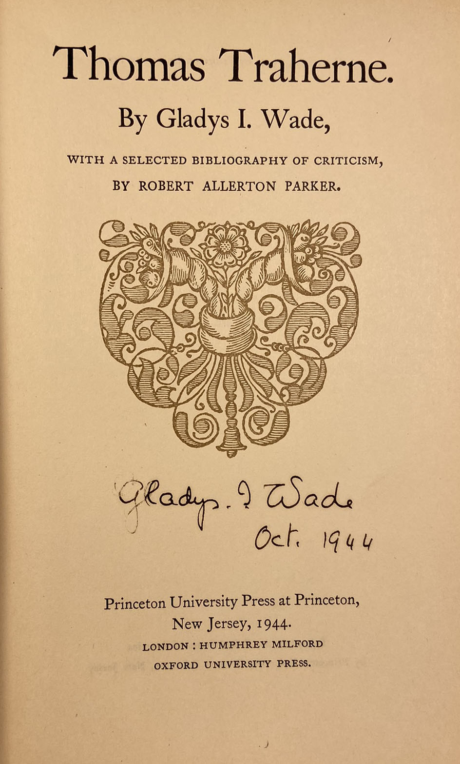 Thomas Traherne; With selected bibliography of criticism by Robert ...