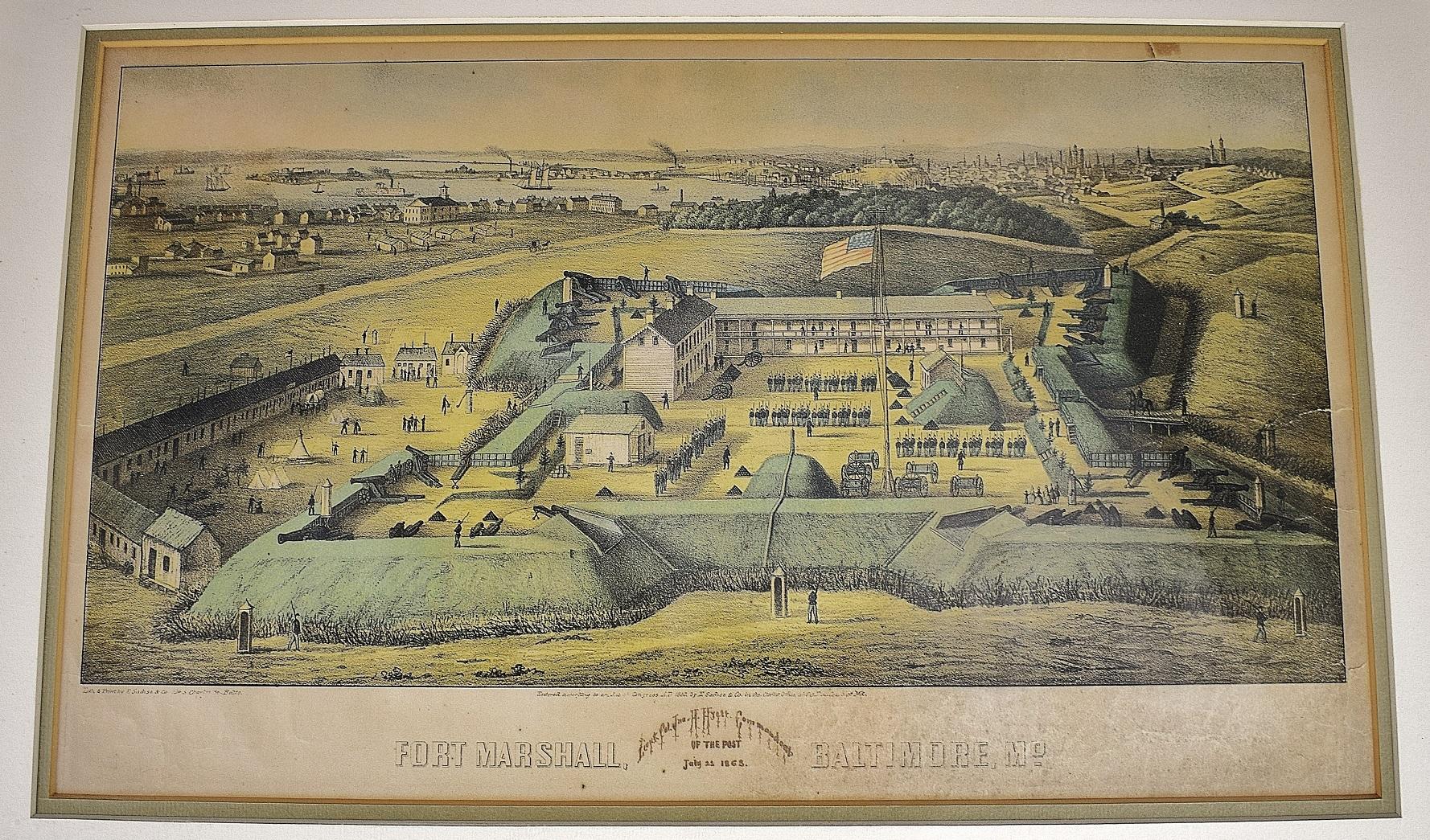 Fort Marshall, Baltimore, 1862 (Original Framed Lithograph) by Edward ...