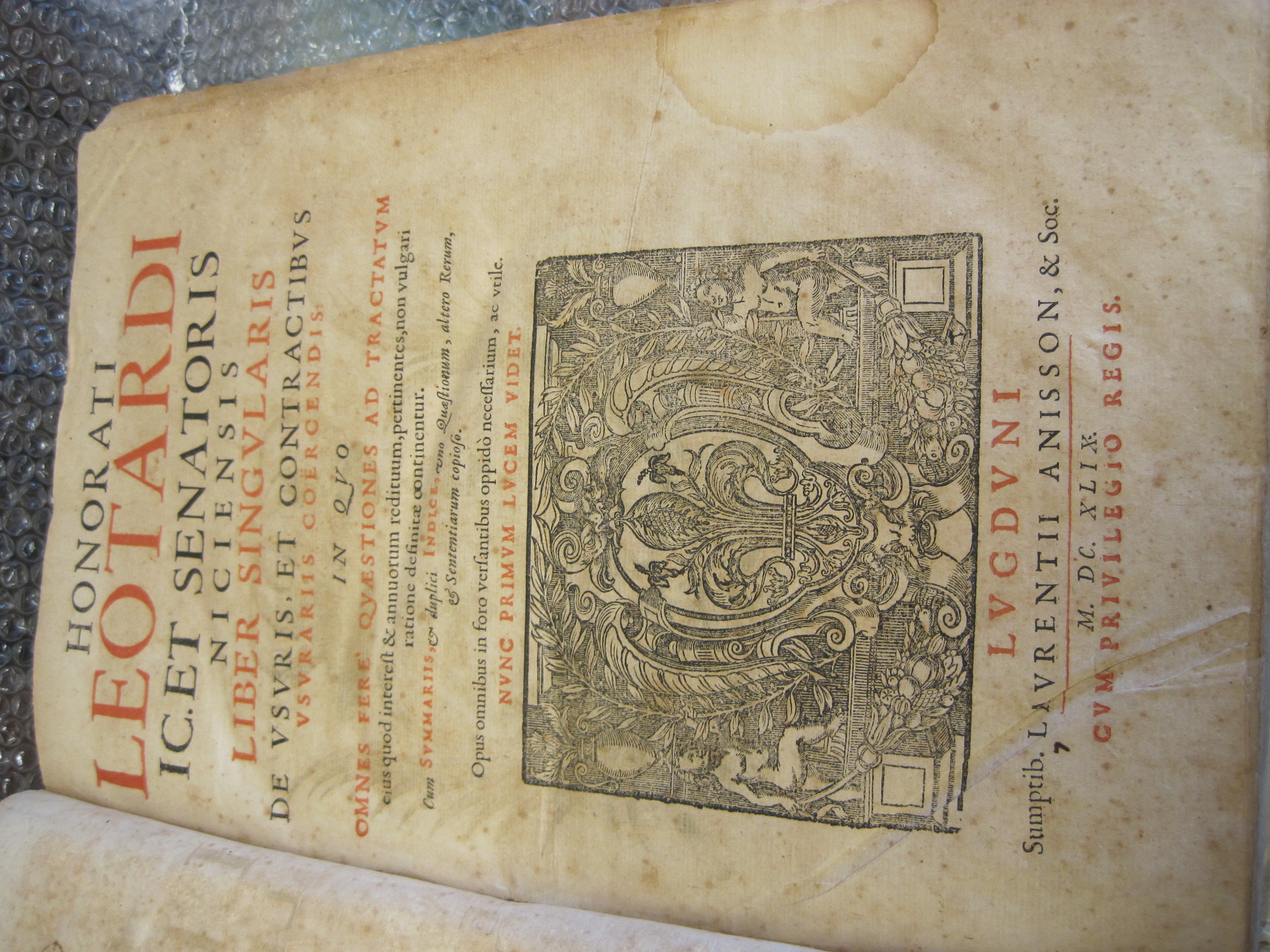 Honorati Leotardi . Liber singularis de usuris, et contractibus ...