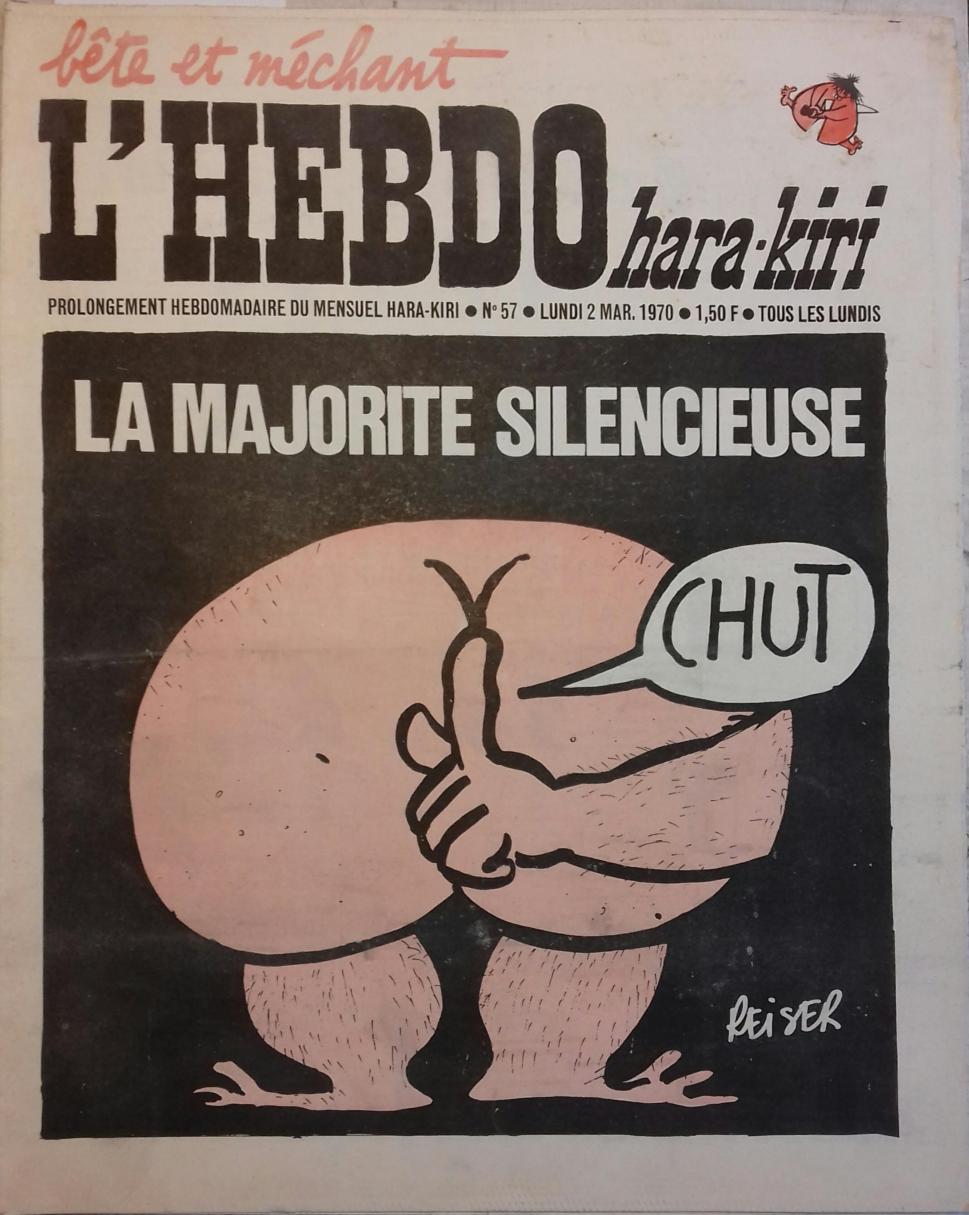 "L'hebdo Hara-Kiri N° 57. Prolongement hebdomadaire du mensuel Hara-Kiri. "Bête et méchant ...