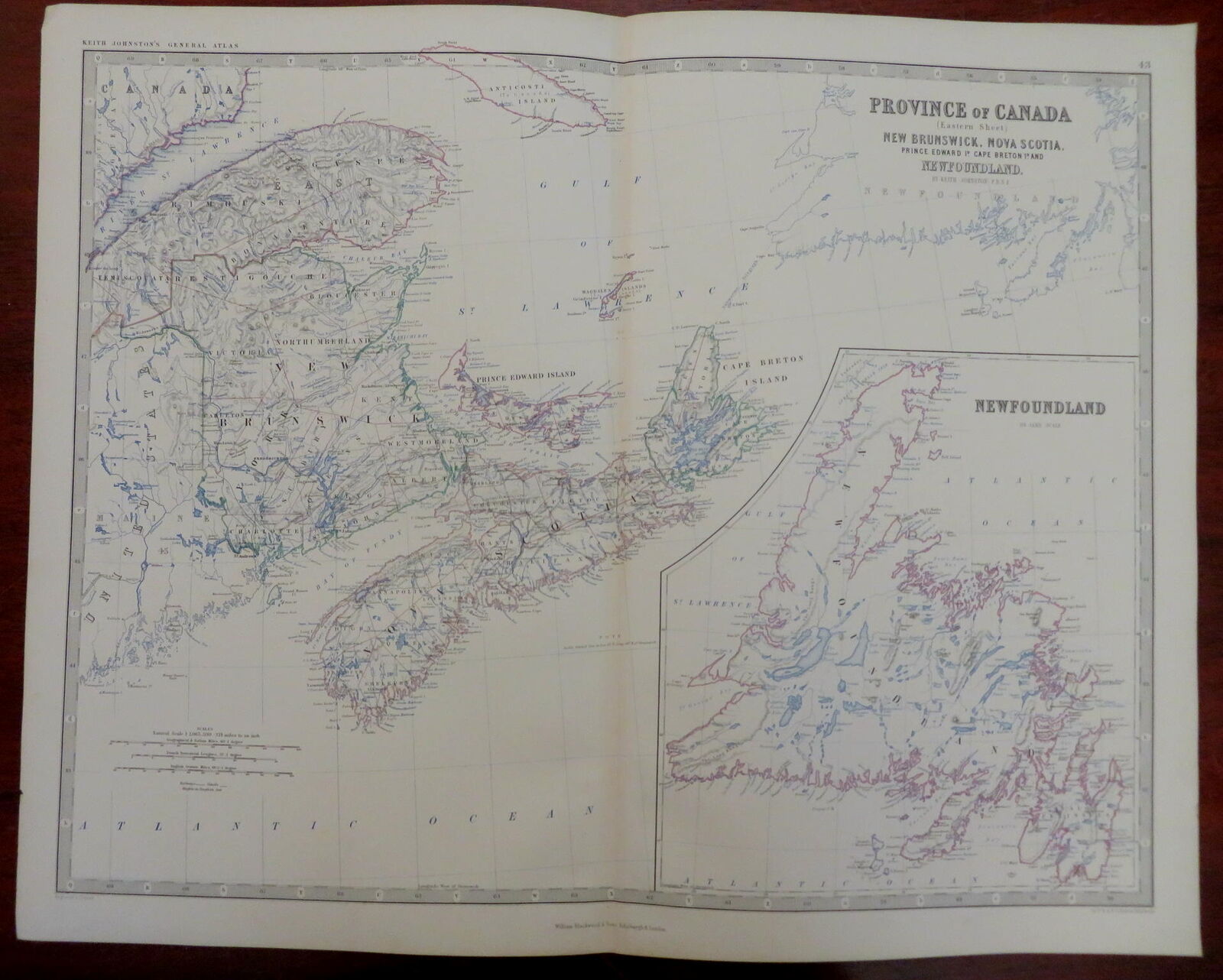 Canadian Maritimes Nova Scotia New Brunswick 1865 Johnston large folio ...