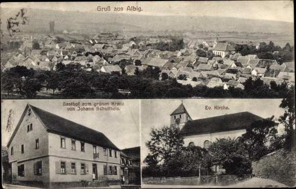 Ansichtskarte / Postkarte Albig in Rheinland Pfalz, Gesamtansicht, Ev ...