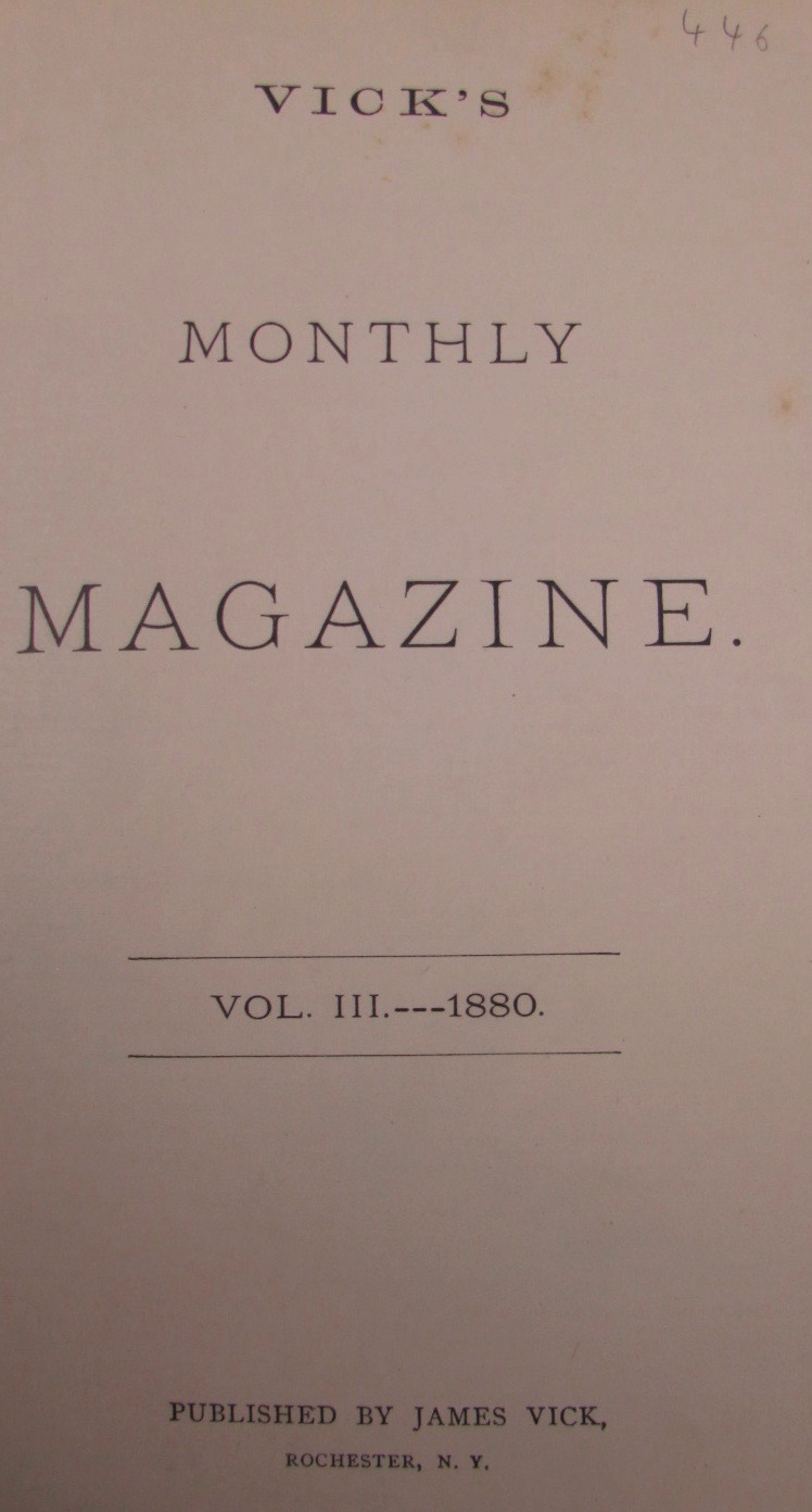 VICK'S ILLUSTRATED MONTHLY MAGAZINE 1880 VOL. 3: (1880) 1st Edition ...
