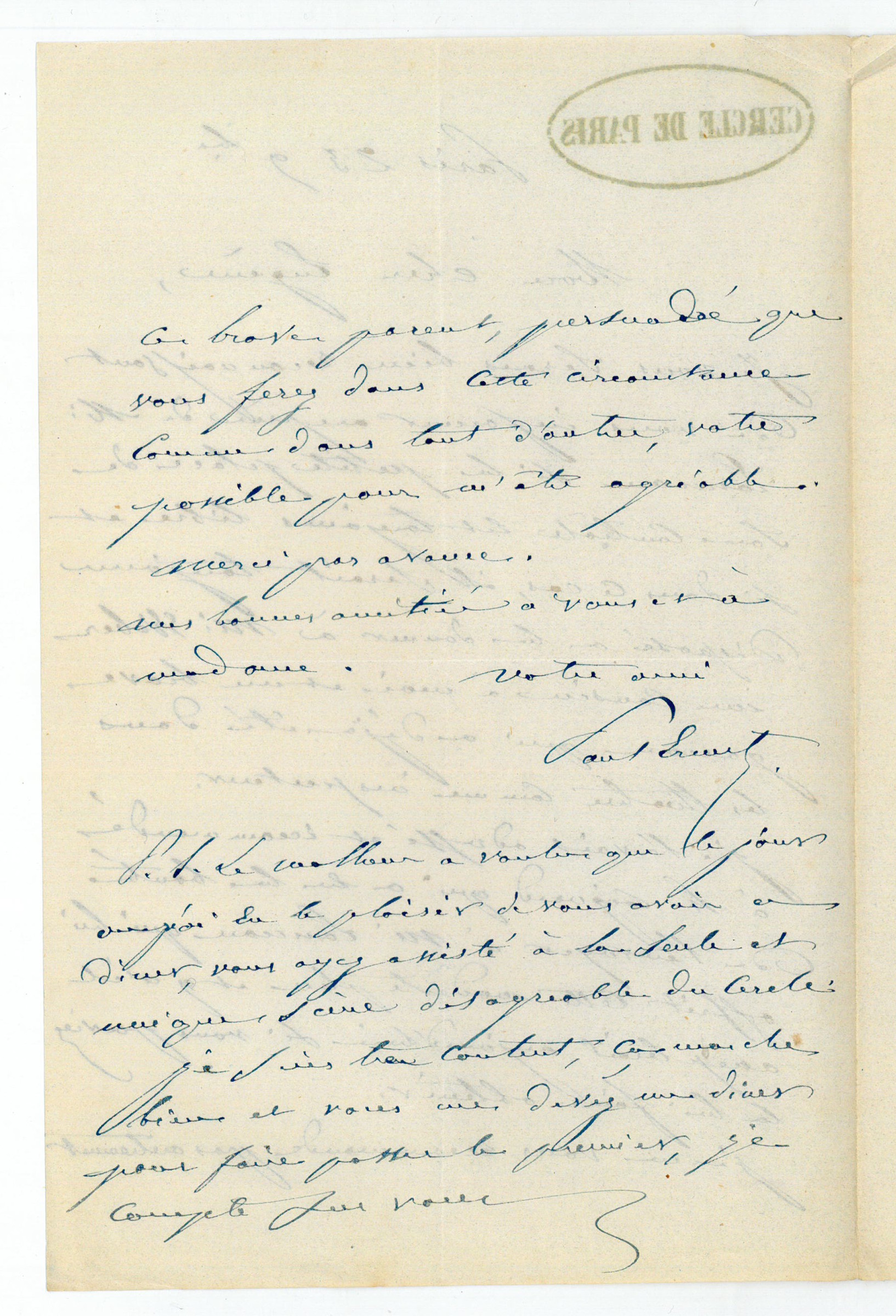 2 autograph letters signed. de Ernest, Paul, French actor (fl. 1855 ...