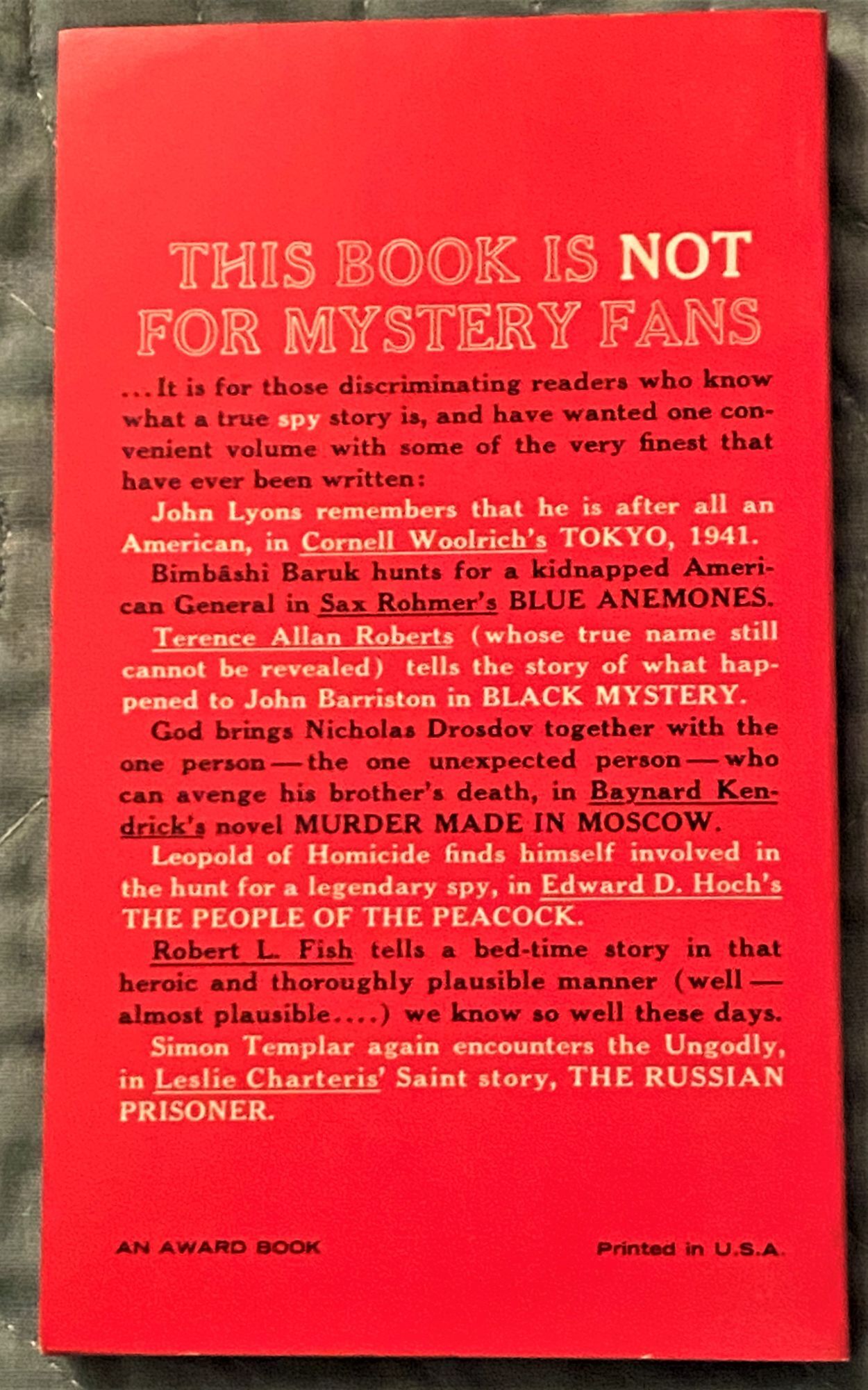 The Award Espionage Reader by Hans Stefan Santesson (editor); Cornell ...