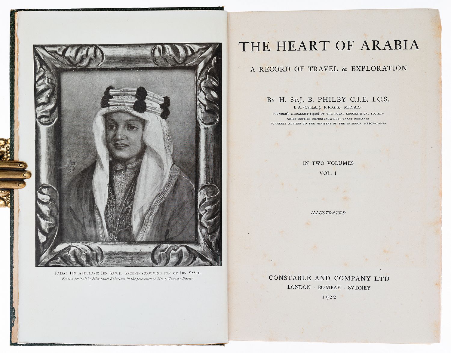 The Heart of Arabia. A Record of Travel and Exploration. by Philby, H ...