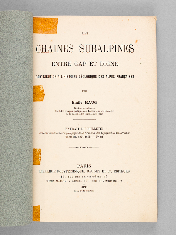 Chaînes subalpines entre Gap et Digne. Contribution à l'Histoire ...