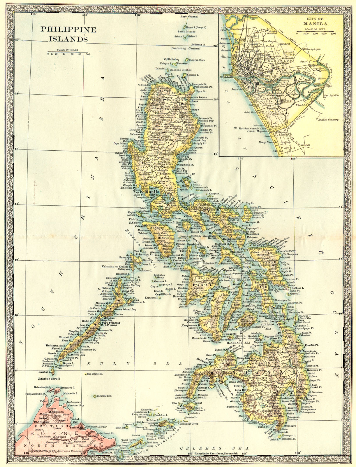Philippine Islands; Inset Map of City of Manila by Scientific American ...