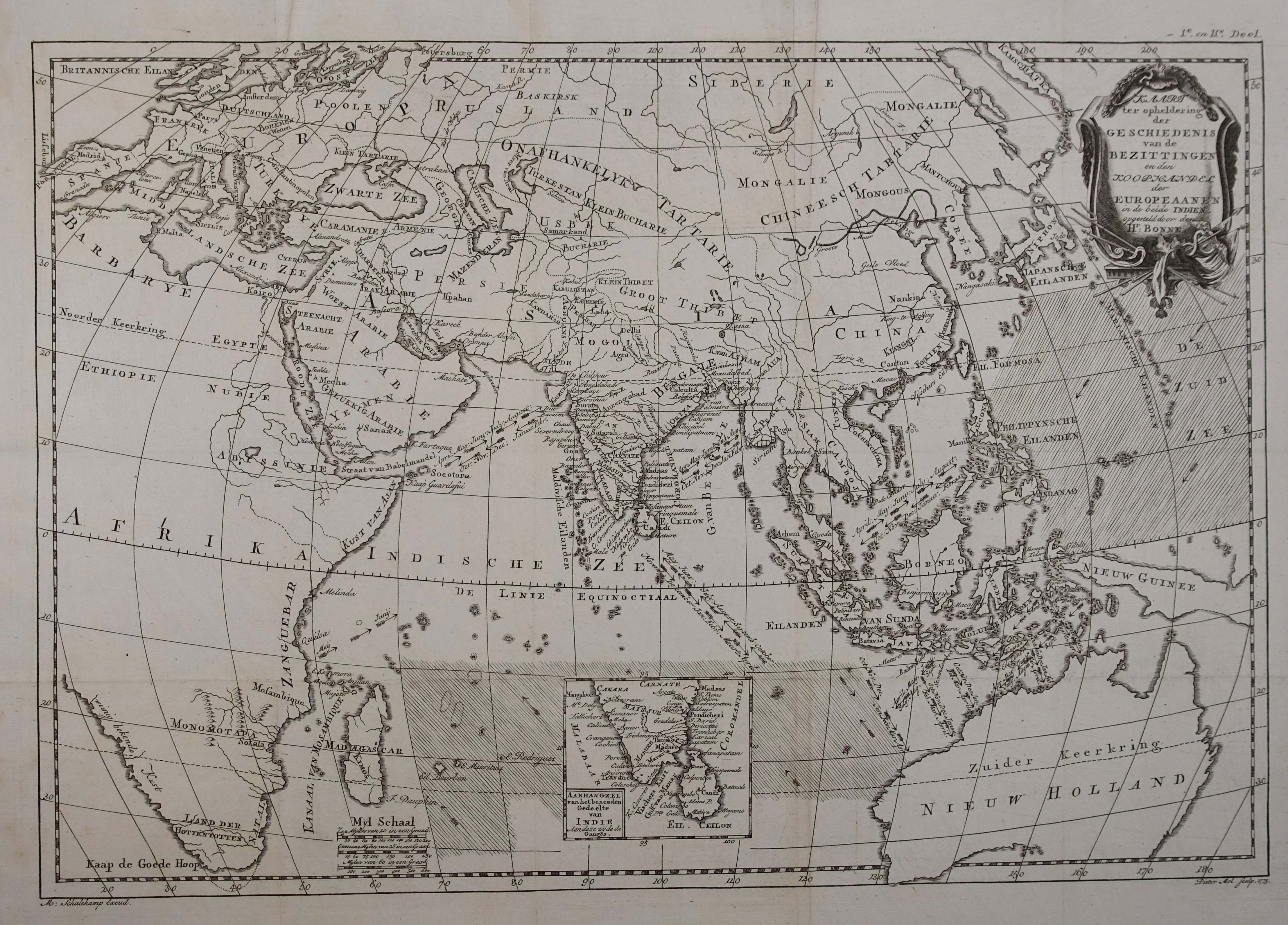 Kaart ter opheldering der Geschiedenis van de Bezittingen en den ...