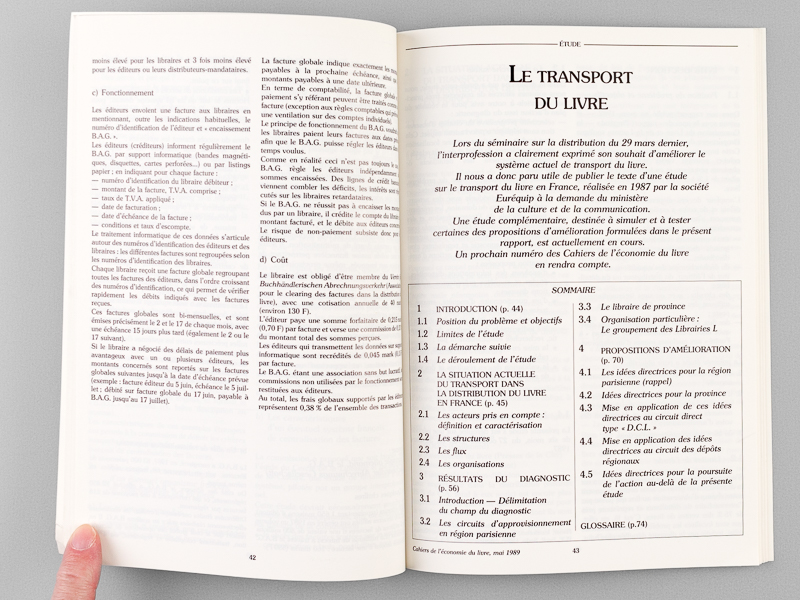 Cahiers de l'Economie du Livre ( 9 Numéros et 2 Hors-série. Année 1989 ...