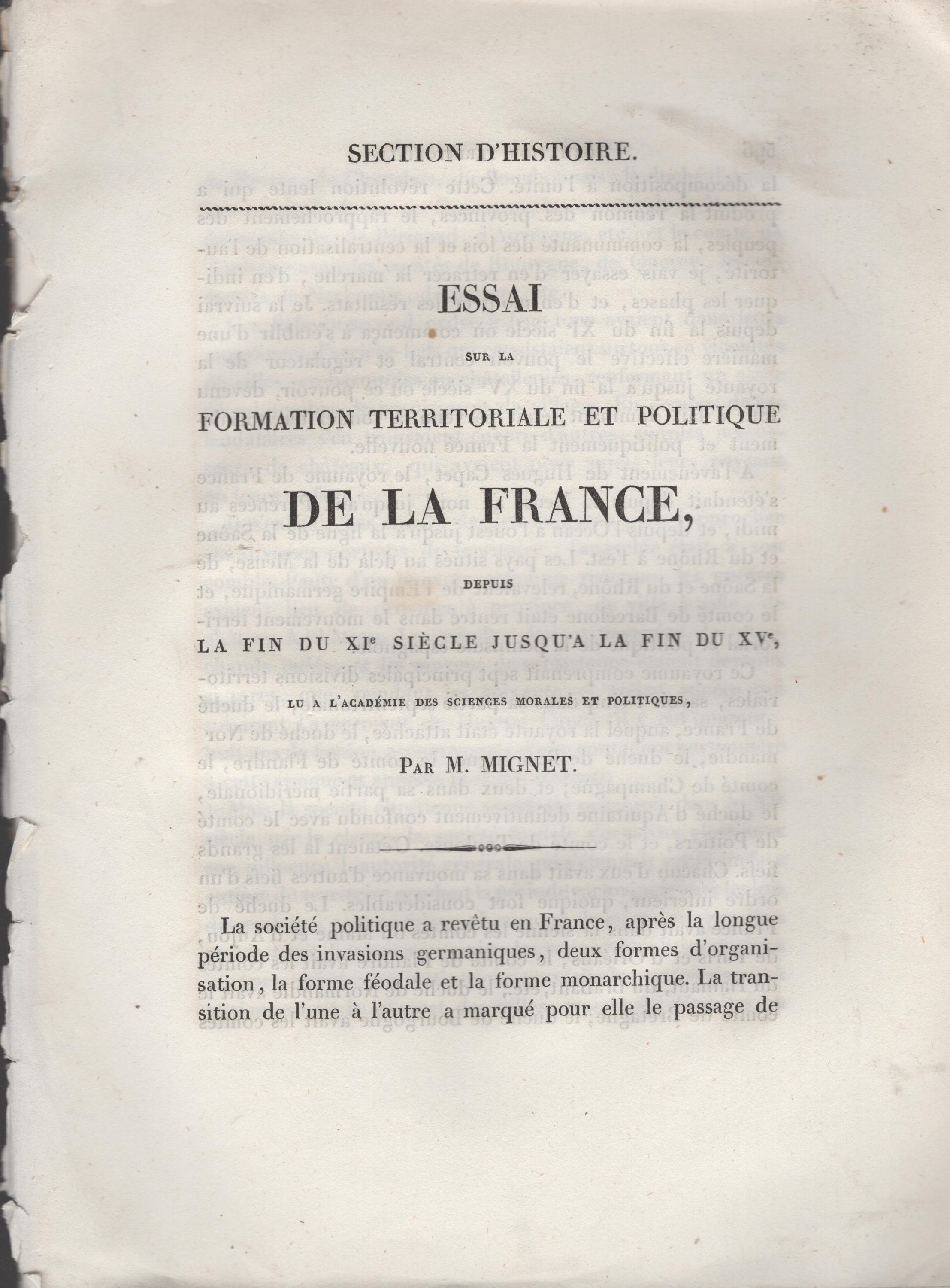 Section Dhistoire Essai Sur La Formation Territoriale Et Politique
