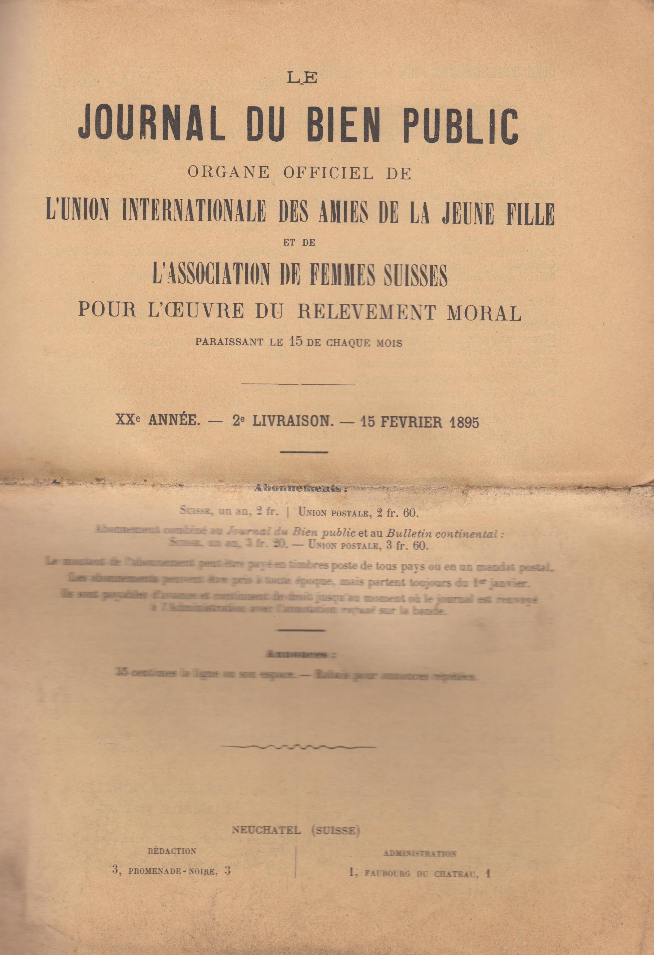Le Journal du Bien Public organe officiel de l'Union Internationale des ...