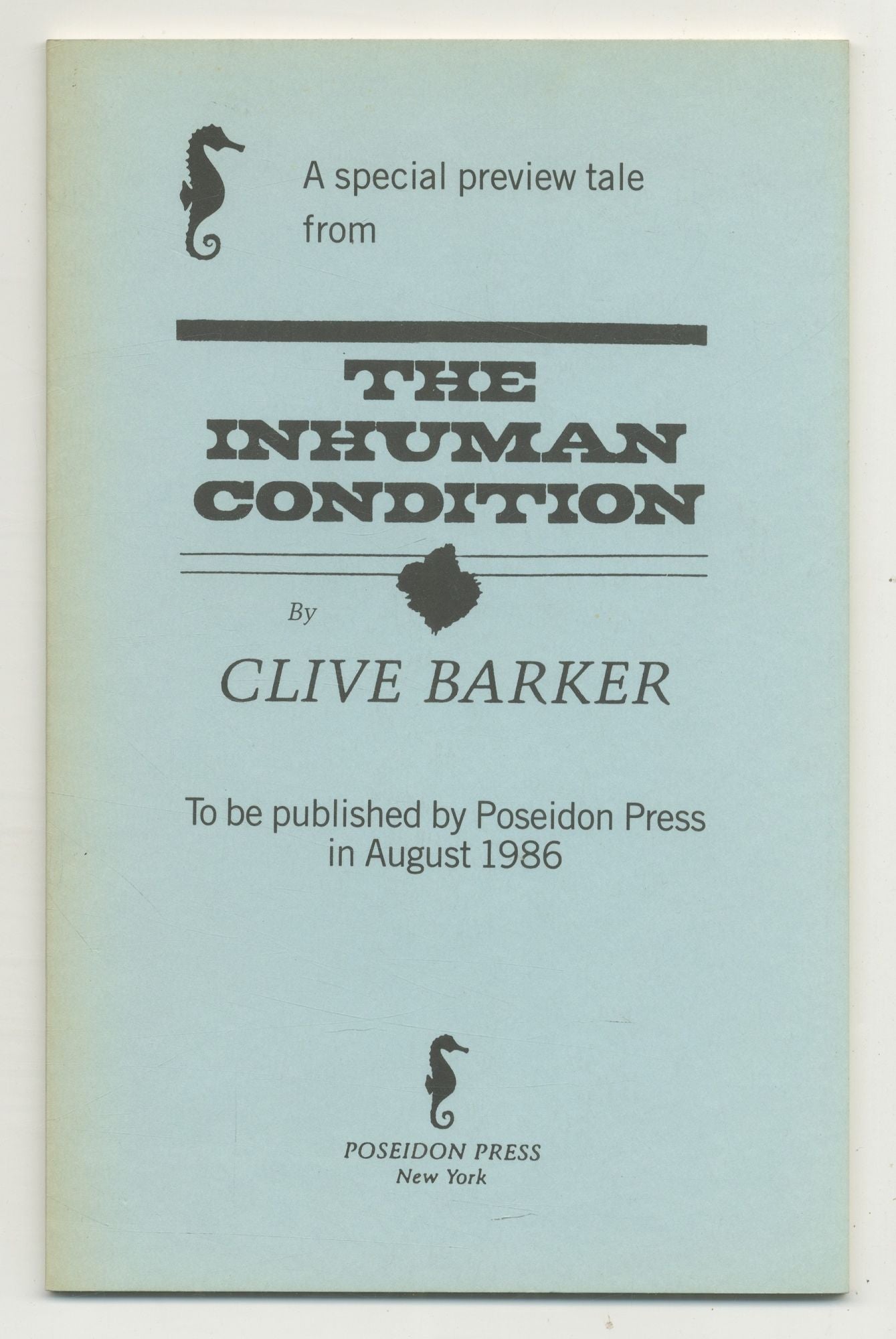 A Special Peview Tale from The Inhuman Condition by BARKER, Clive: Near ...