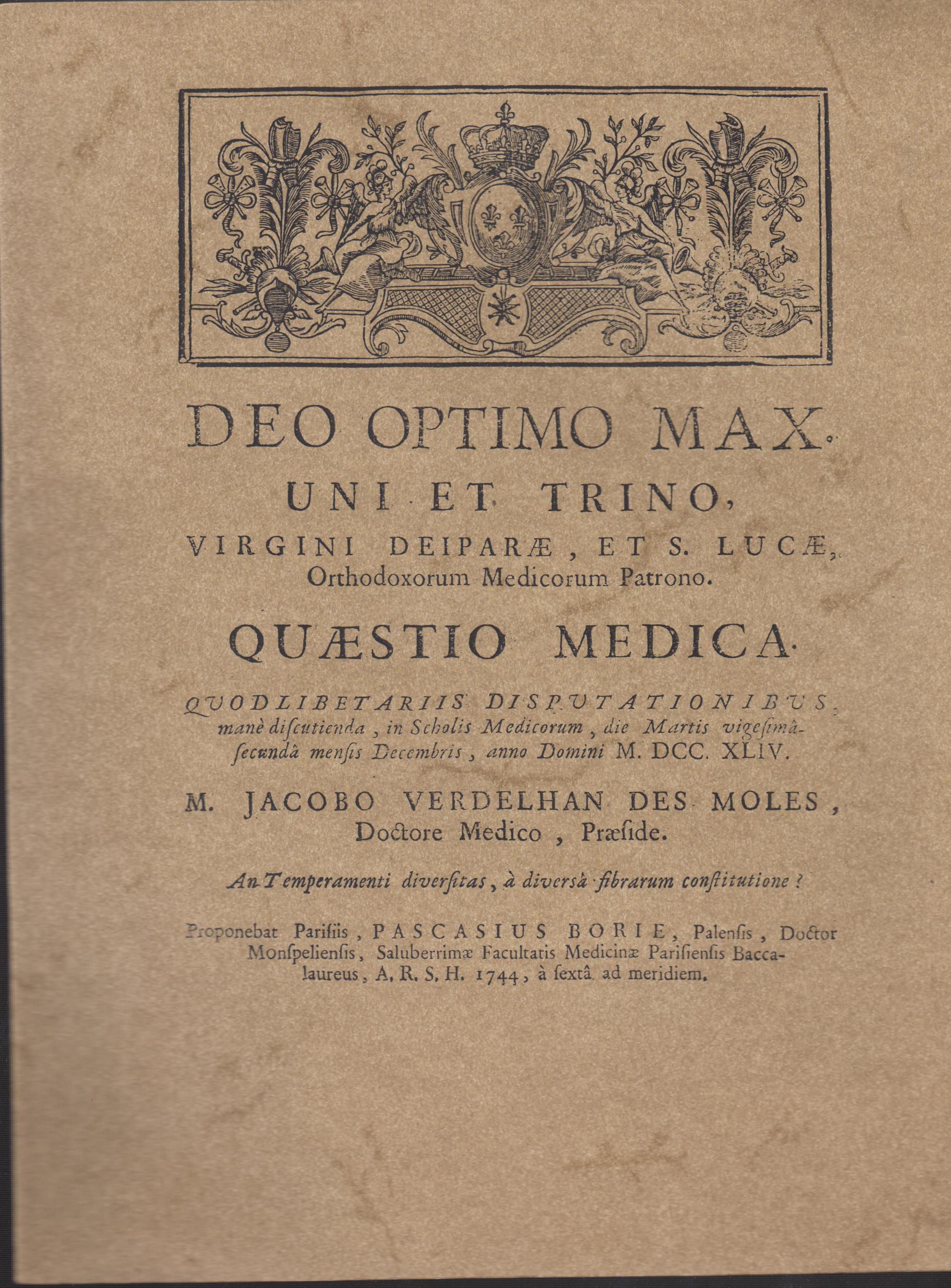 Deo optimo max. uni et trino, Virgini Deiparae, et S. Lucae ...