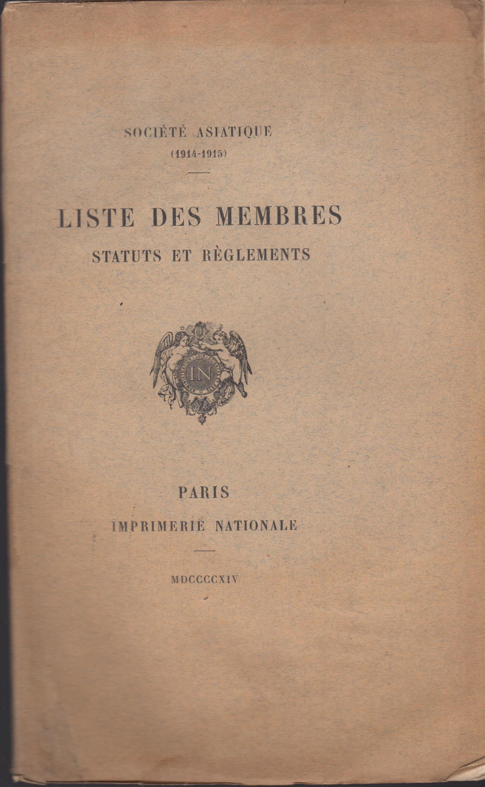 Société asiatique (1914-1915) : liste des membres, statuts et ...