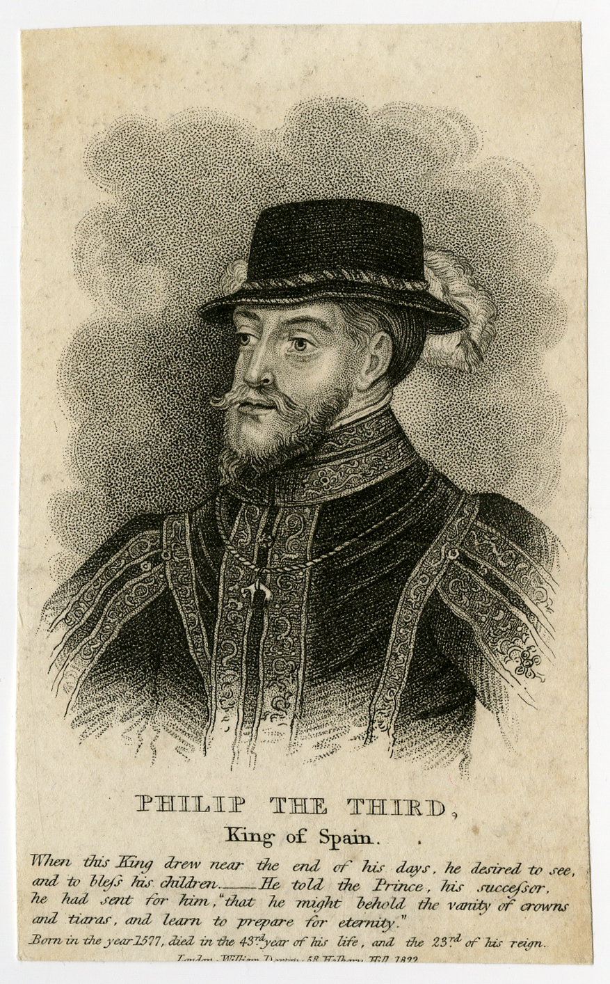Antique Print-A portrait of king Philip III of Spain-Anonymous-1822 ...