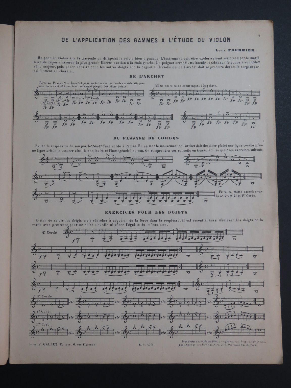 FOURNIER Louis De l'Application des Gammes à l'Etude du Violon by ...