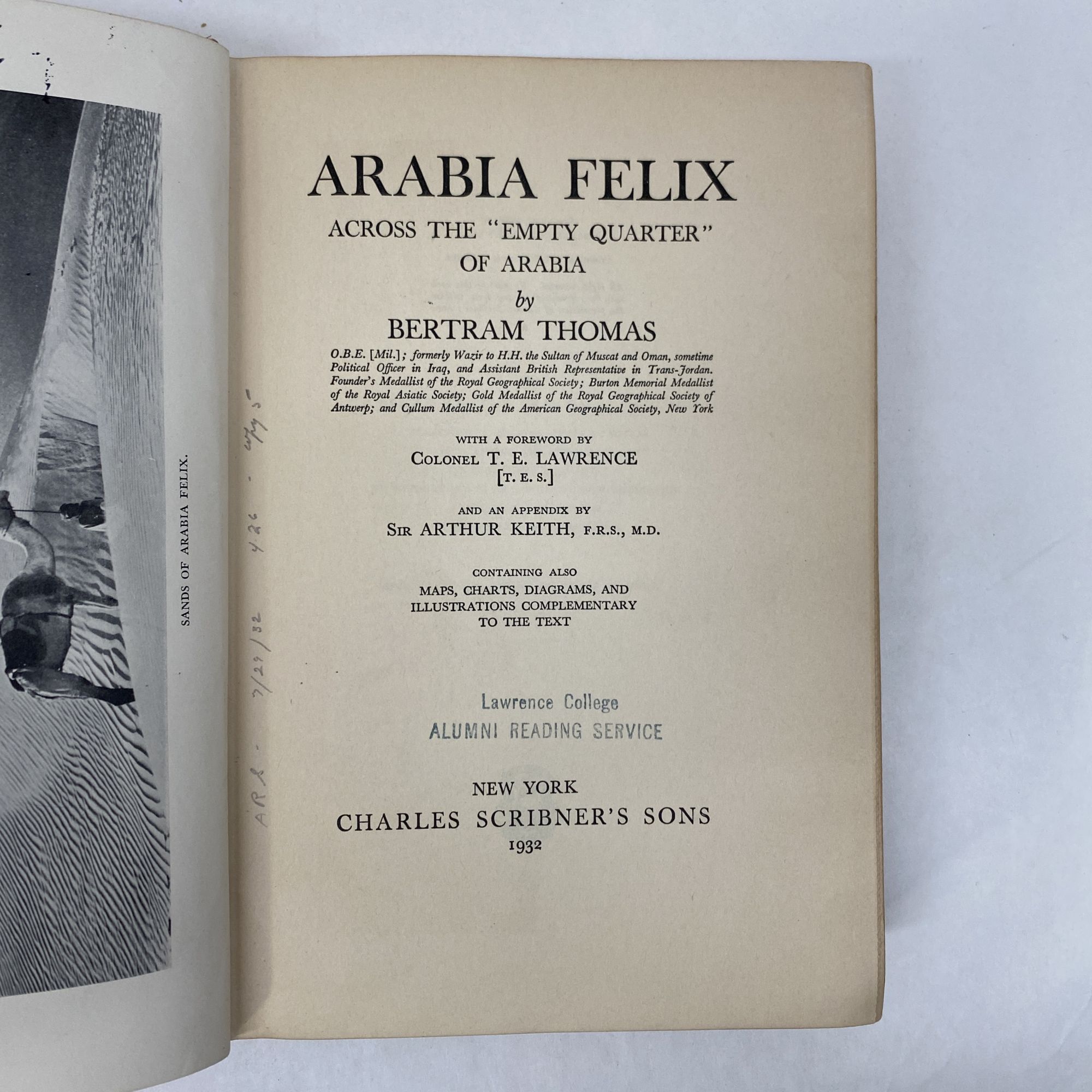 ARABIA FELIX: ACROSS THE EMPTY QUARTER OF ARABIA by Thomas, Bertram ...