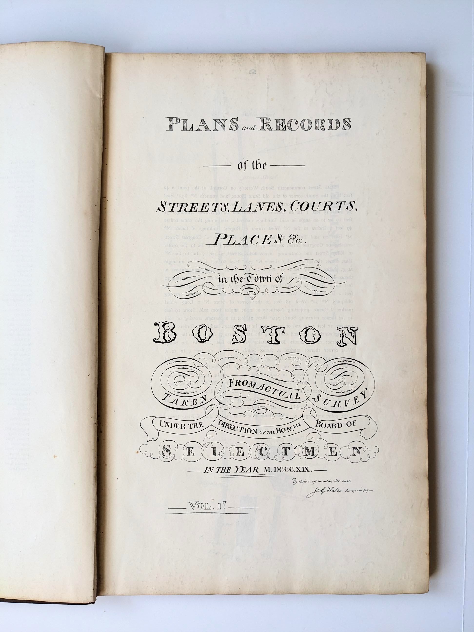 MAPS OF THE STREETS OF BOSTON Made For The Selectmen in 1819 & 1820 ...