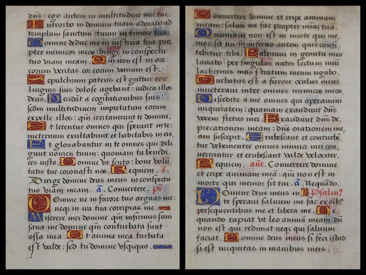 Manuskriptblatt aus einem Stundenbuch um 1500. Handschrift auf ...