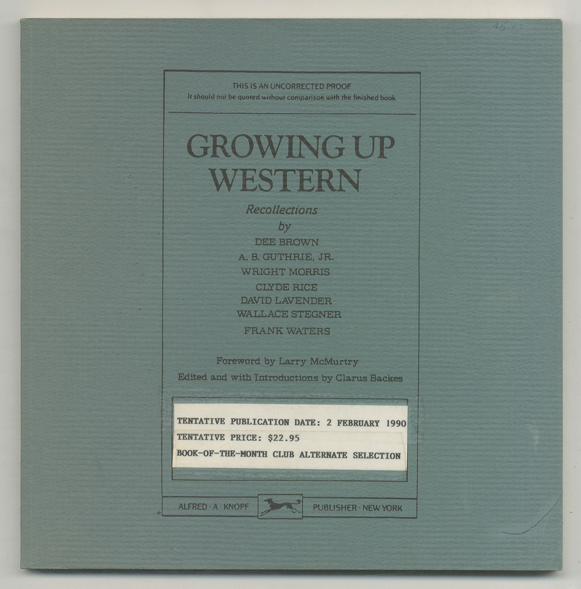 Growing Up Western von BROWN, Dee, A.B. Guthrie, Jr., David Lavender ...