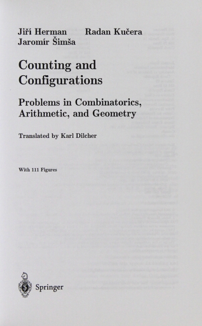 Counting And Configurations Problems In Combintorics Arithmetic And Geometry By Herman Jiri