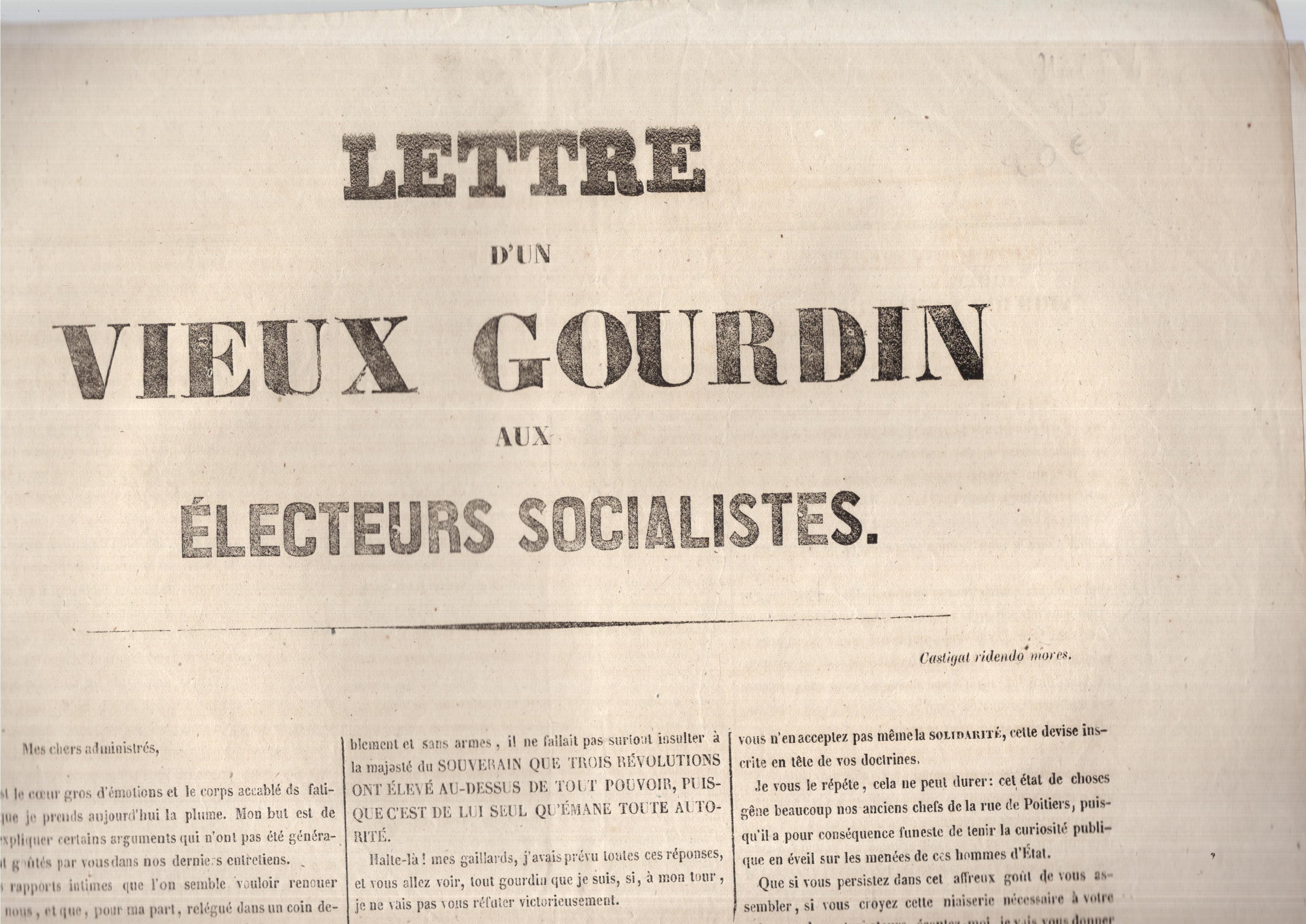 Lettre d'un vieux gourdin aux électeurs socialiste : (Signé : Un vieux ...