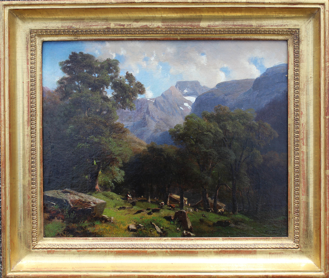 "Hiatabua vor Schweizer Gebirgslandschaft" originales Gemälde, Öl auf ...