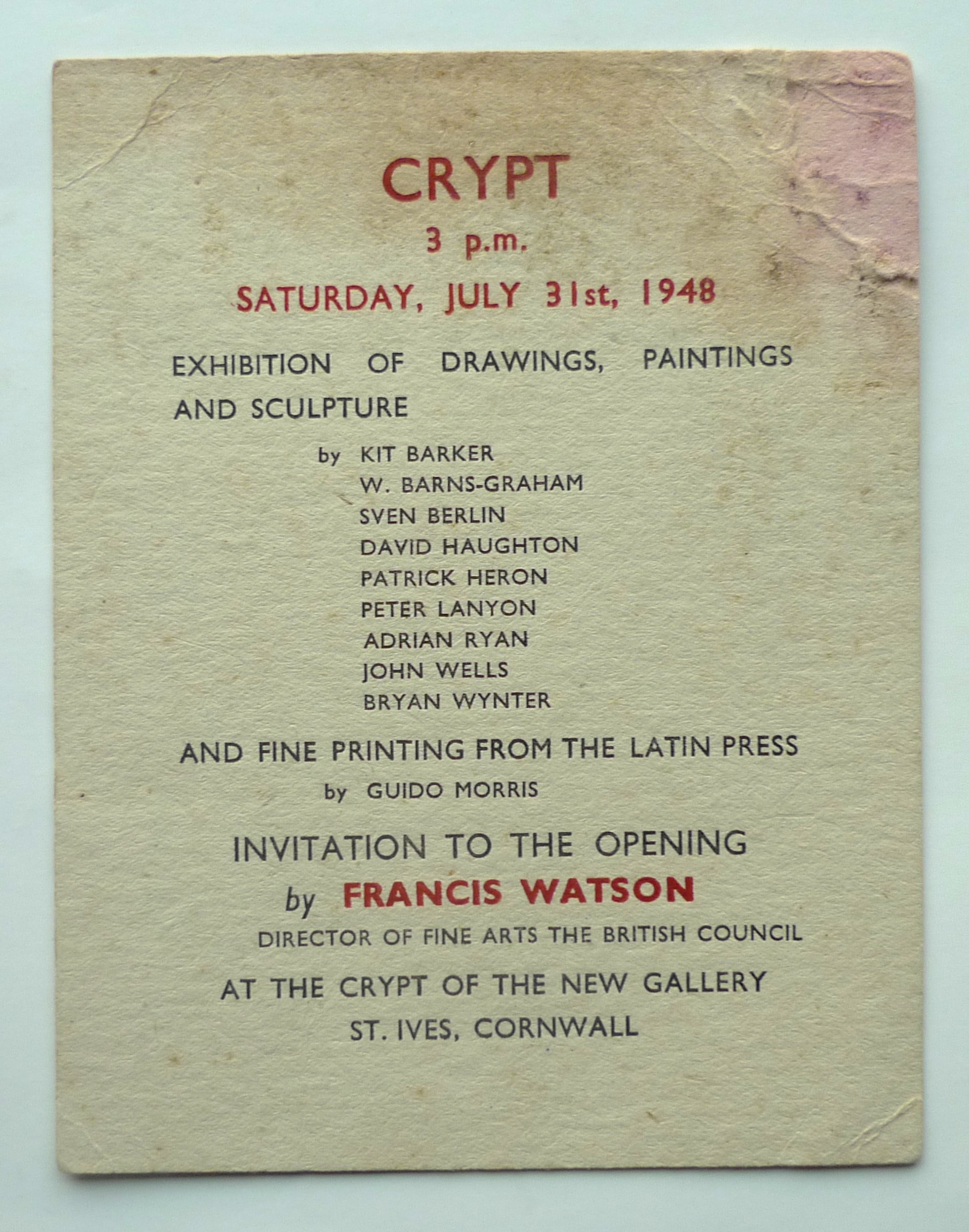 Exhibition of Drawings, Paintings and Sculpture by Kit Barker, W.Barns ...