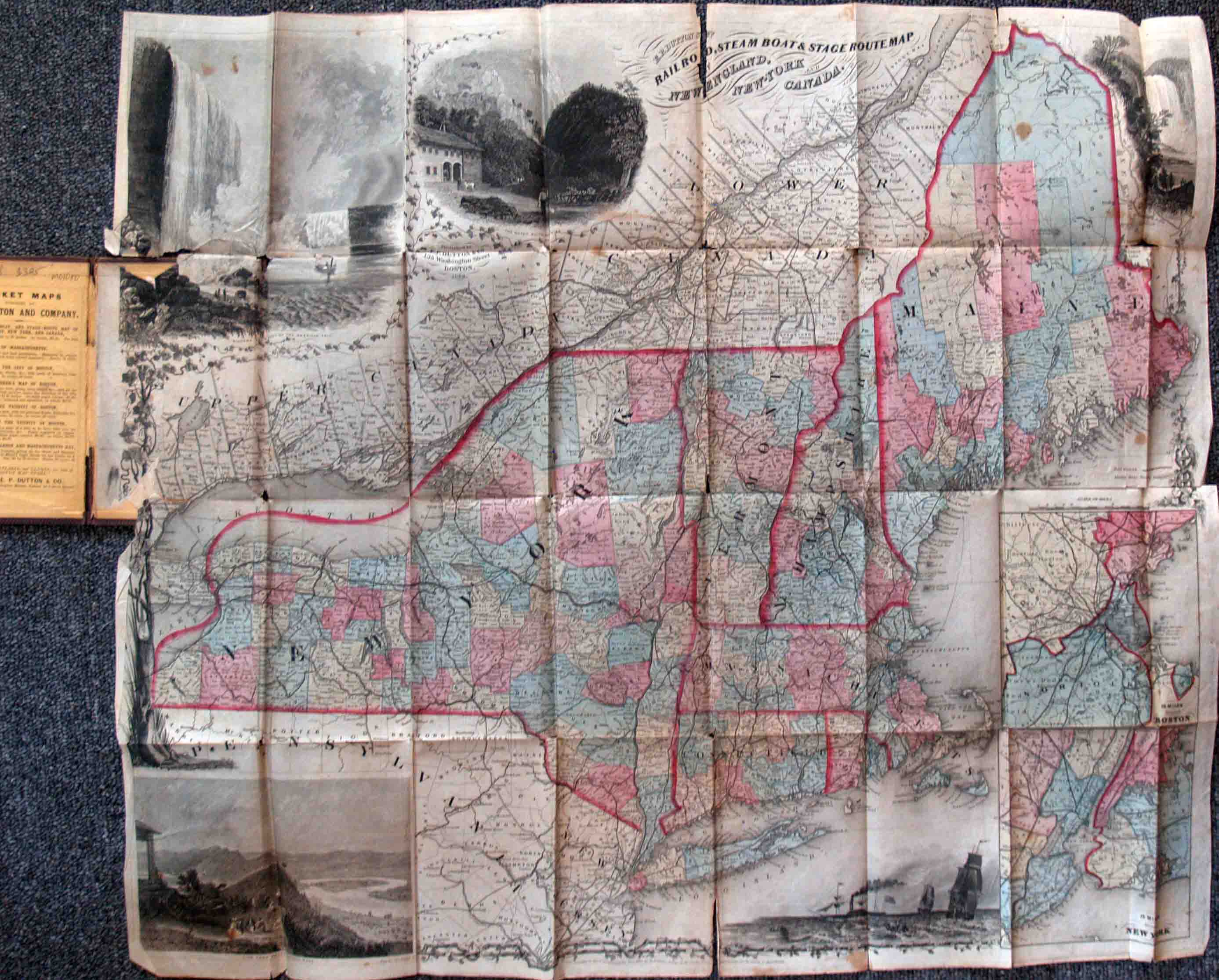Railroad, Steam Boat, & Stage Route Map of N.E. by Dutton, E.P.: (1868 ...