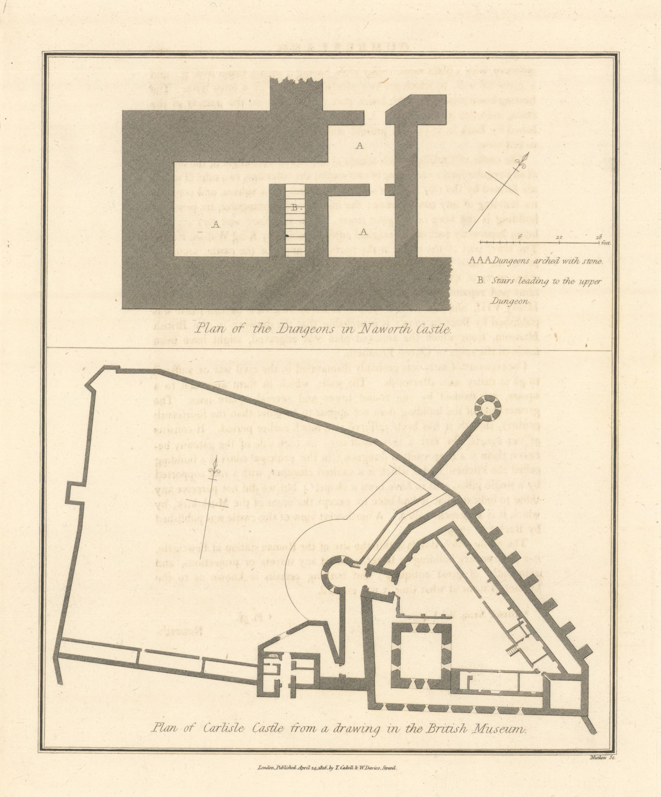 Plan of Carlisle Castle, from a drawing in the British Museum; and Plan ...