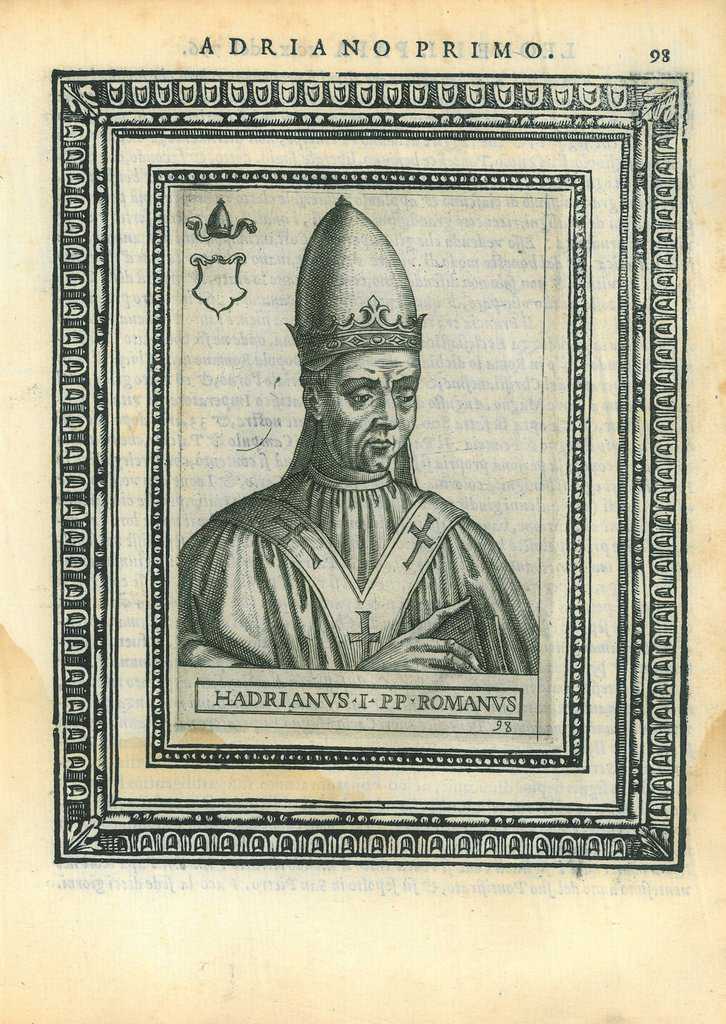 Portrait of Pope Adrian I by Giovanni Battista de'Cavalieri (1526-1597 ...