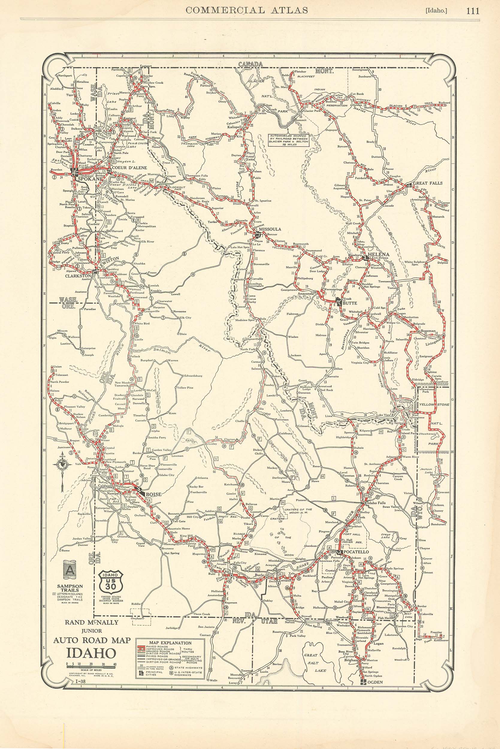 McNally's 1928 Auto Road Map of Idaho by Rand McNally and Company | Art ...