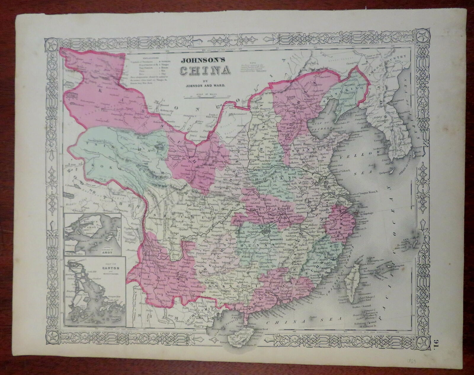 China Qing Empire Canton Taiwan Hong Kong 1863 Johnson & Ward map ...