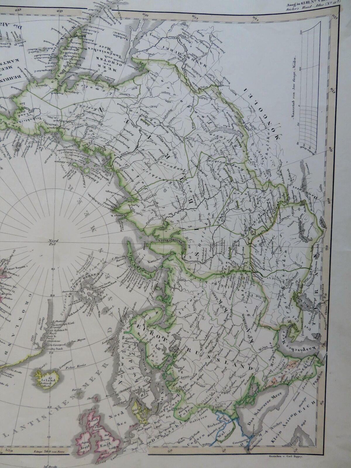 North Pole Canada Greenland Russia Scandinavia 1854 Berghaus detailed ...