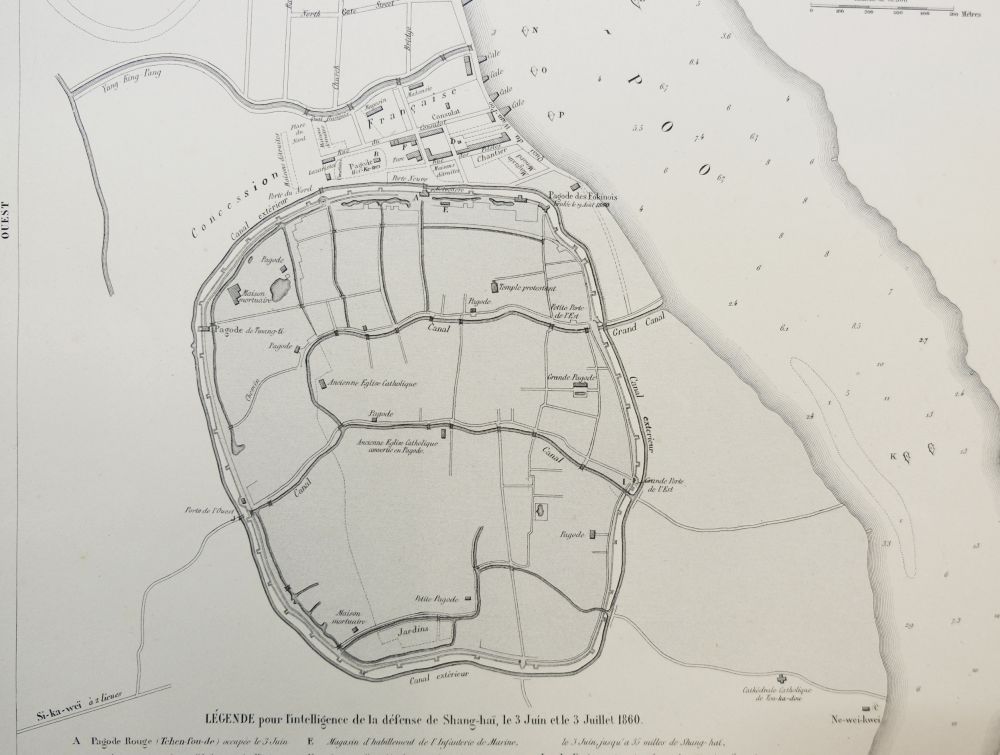 Plan de la Ville de Shang-Hai. Stadtplan von Schanghai mit Legende ...