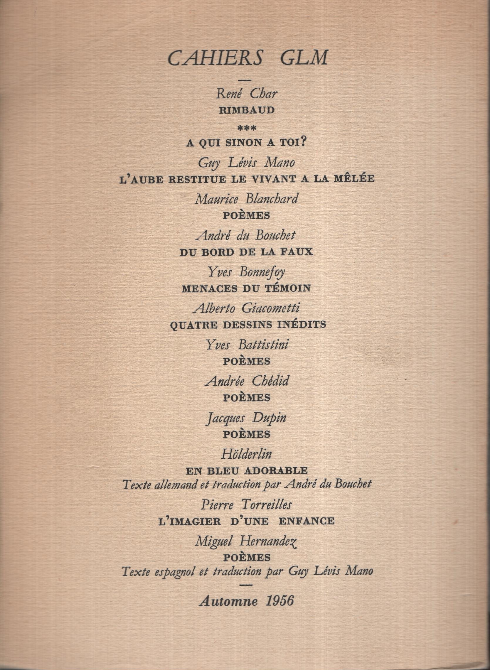 Cahiers G.L.M, nouvelle série, 4. Automne 1956 by Collectif) Maurice ...